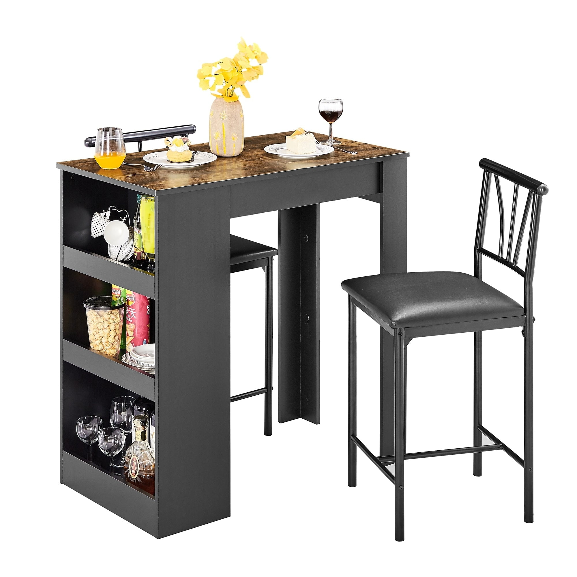 3-Piece Dining Table Set, Counter Height Dining Table Set for 2 ...