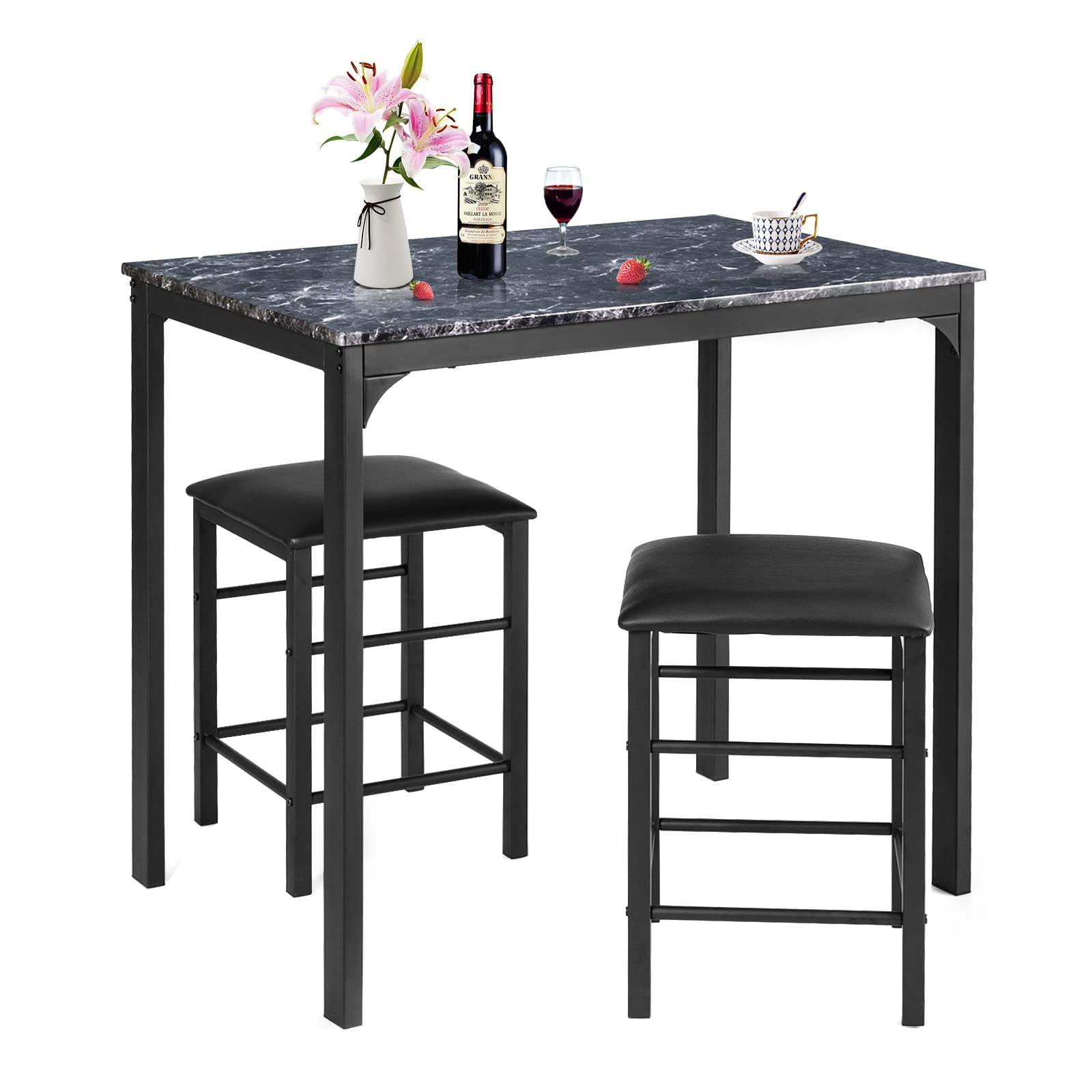 YOYO 3-Piece Dining Set, Counter Height Table with 2 Bar Stools ...