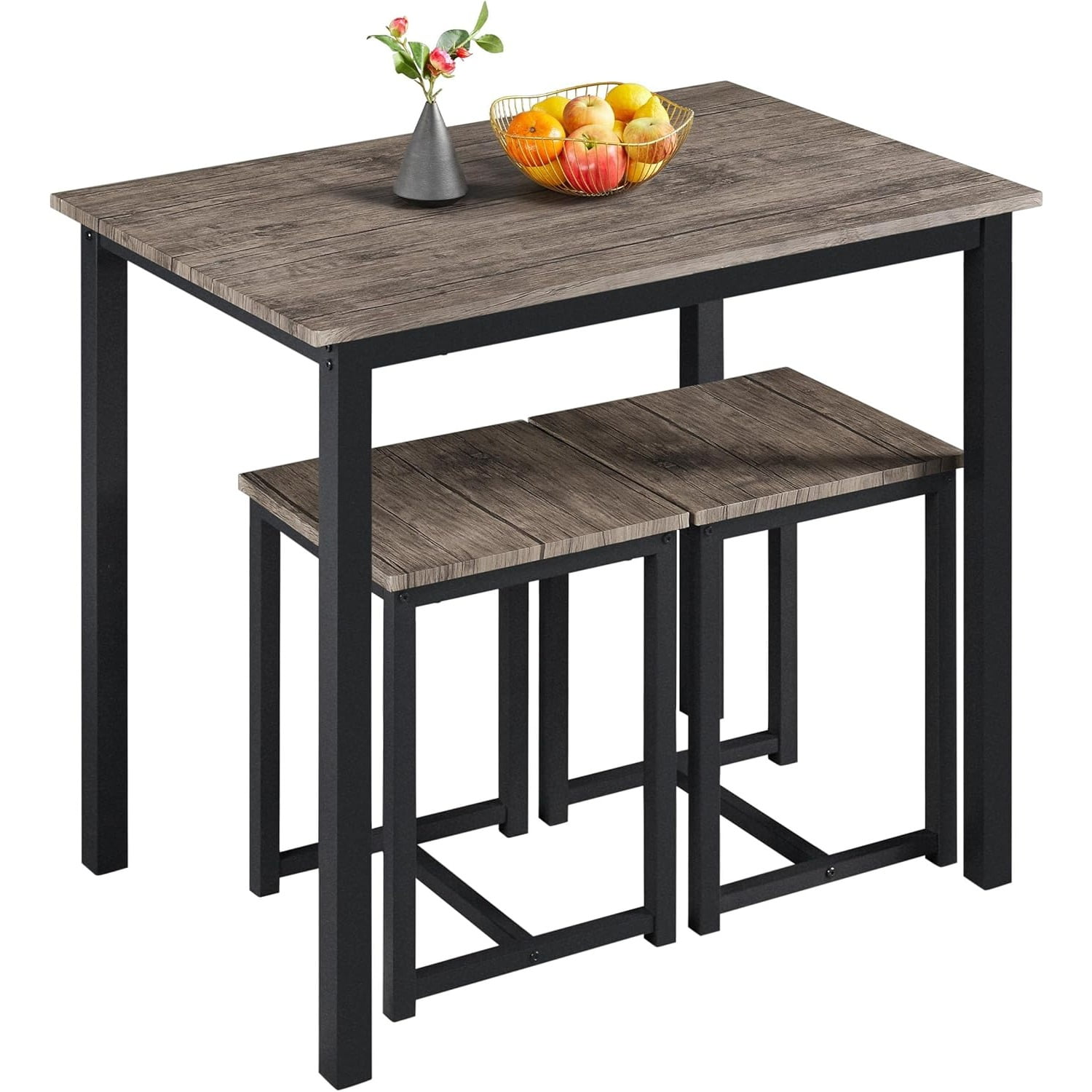 3 Piece Dining Table Set - Kitchen Table & Chair Sets for 2 - Compact ...