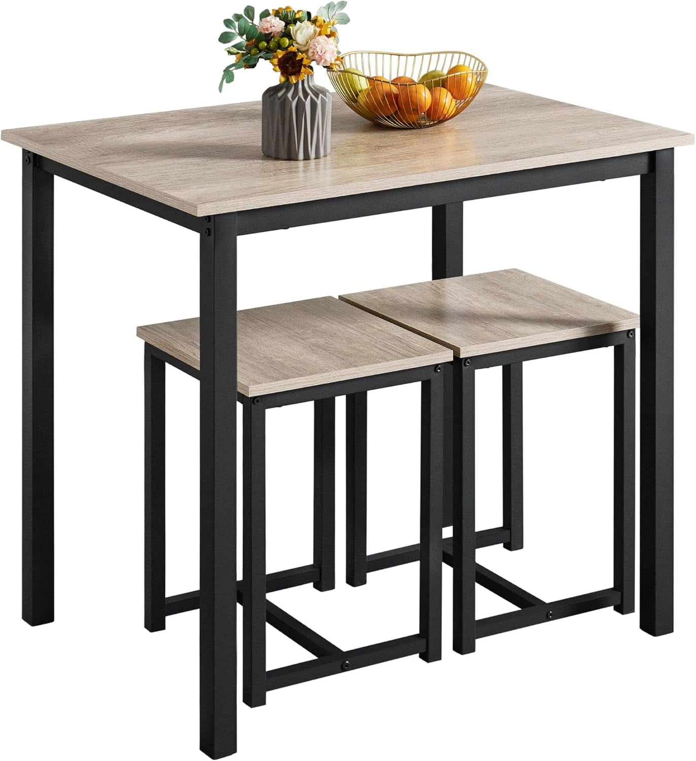3 Piece Dining Table Set - Kitchen Table Chair Sets for 2 - Compact ...