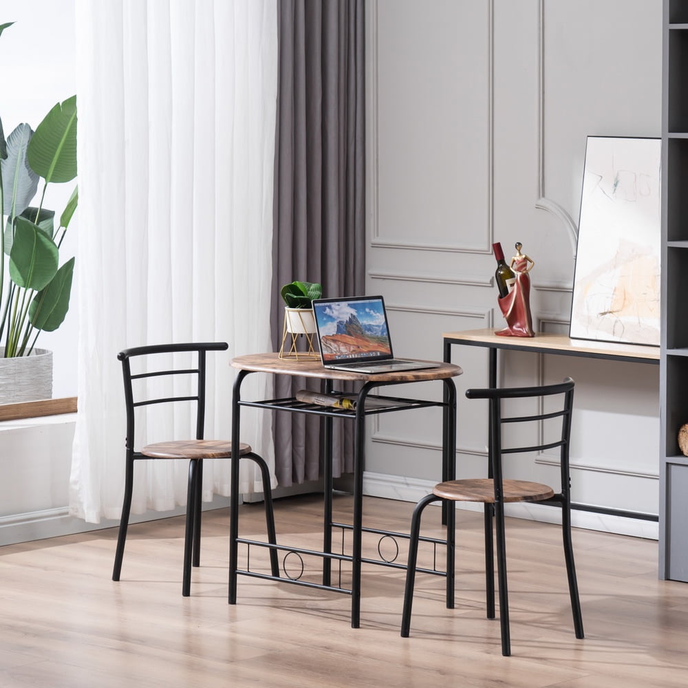 3 Piece Dining Table Set, Small Kitchen Table Set for 2, Wooden Pub ...