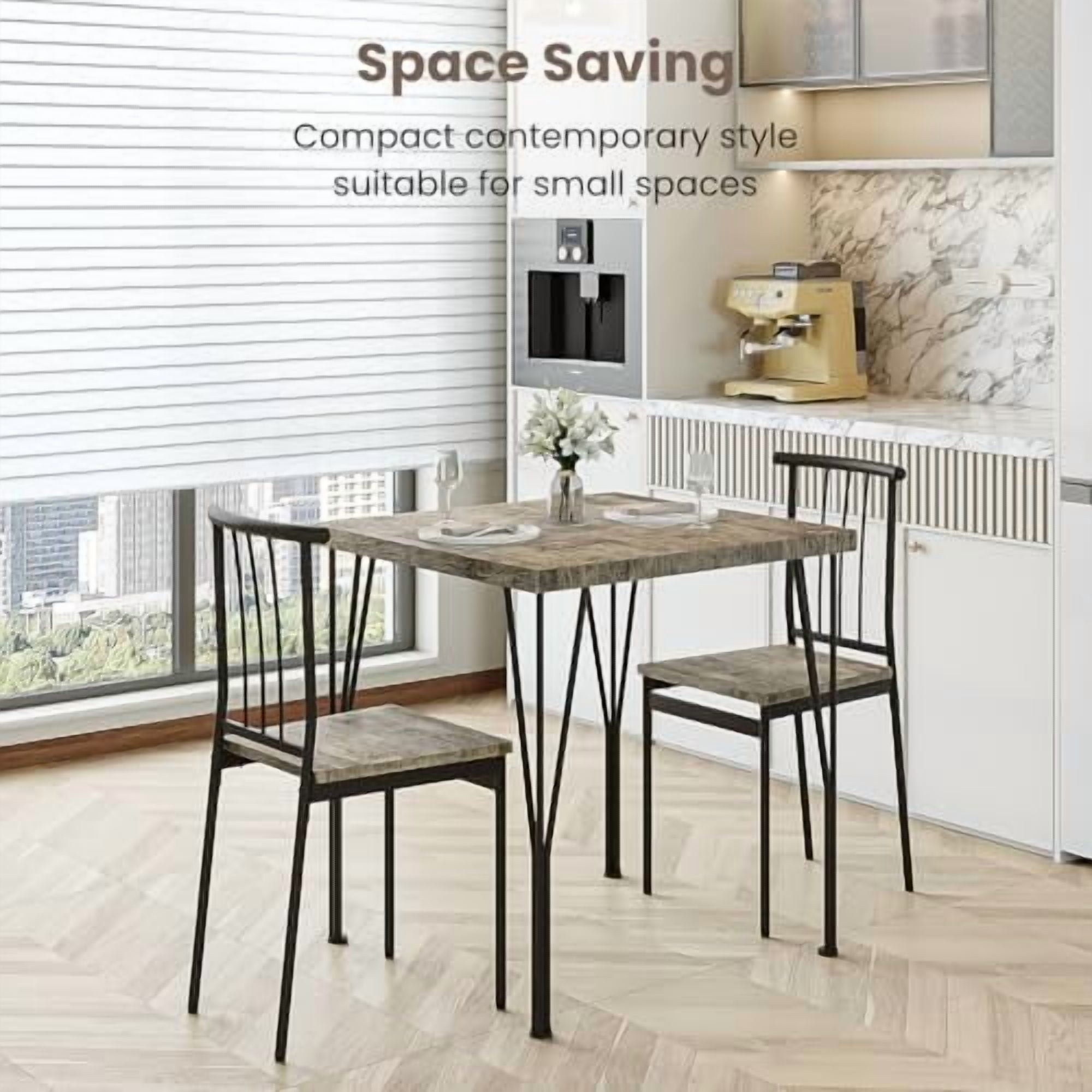 3-Piece Dining Table Set - Space-Saving Kitchen Table with 2 Chairs ...