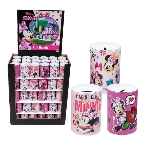 3 Piece Disney Minnie Mouse Tin Bank - 6"x4" - Savings Bank - Assorted ...