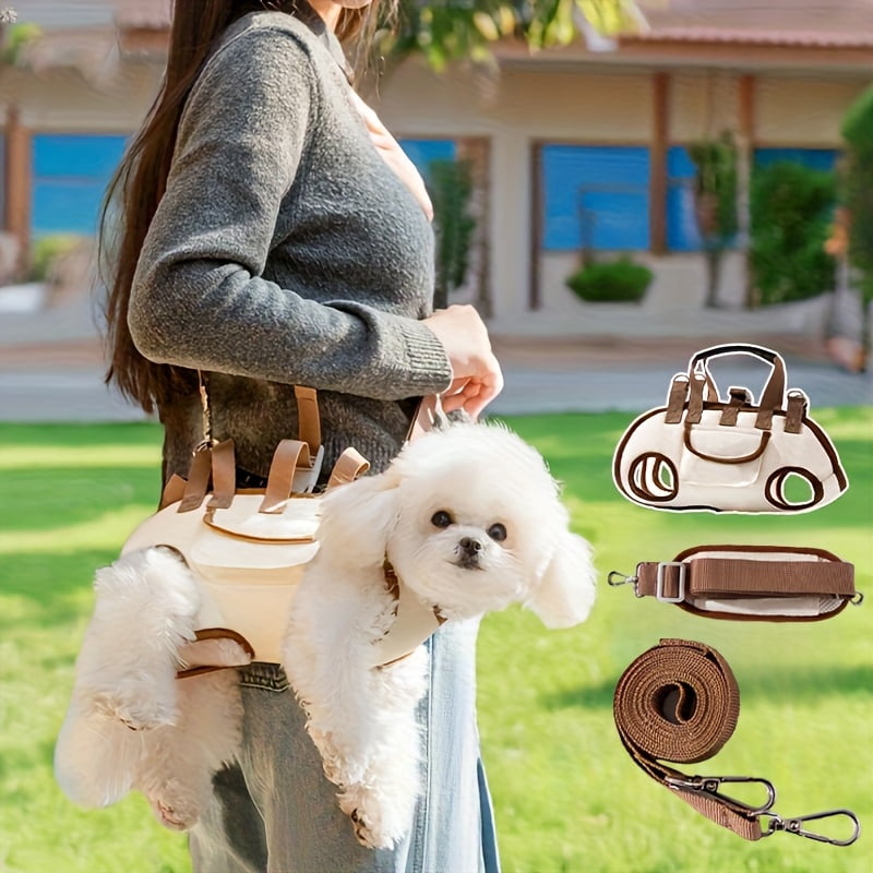 3 Piece Dog Bag Outdoor Traction Backpack Portable Breathable Dog Leash ...