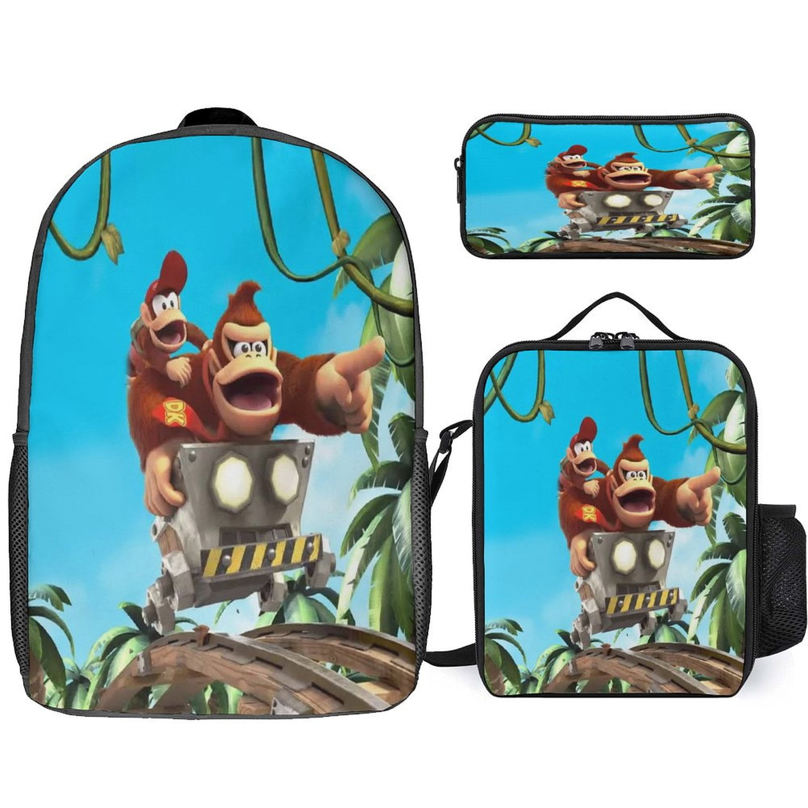 3 Piece Don-key Kon Backpack Set with Lunch Box And Pencil Case ...