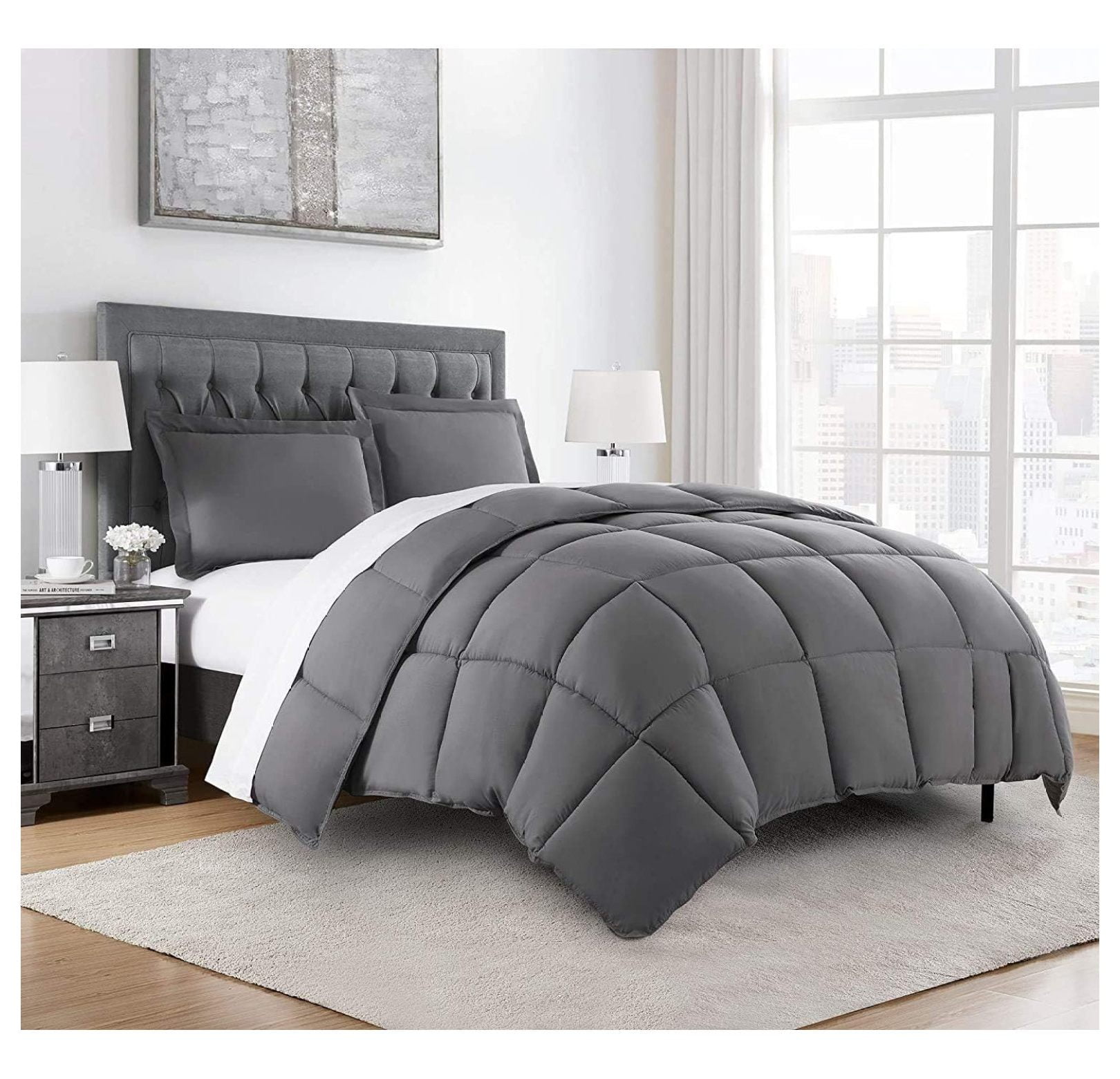 3-Piece Down Alternative Comforter Set (Oversized King, Gray) - Walmart.com