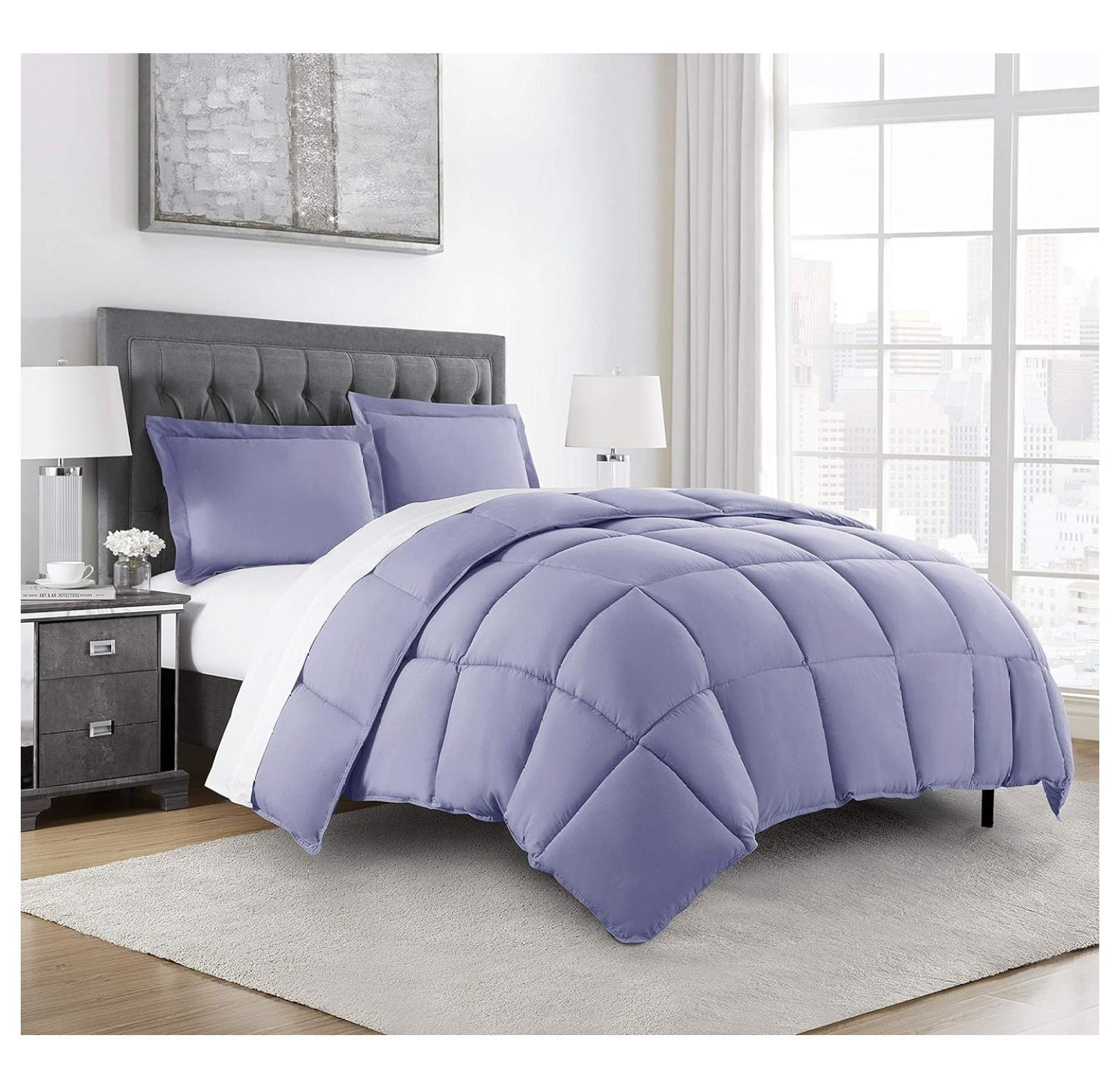 3 Piece Down Alternative Comforter Set Queen Lavender 7793
