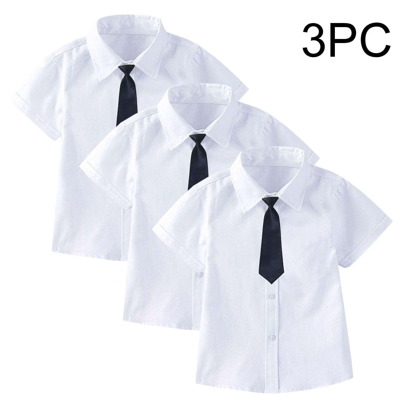 3 Piece Dress Shirt Set for Boys And Girls Short Sleeve Collared ...