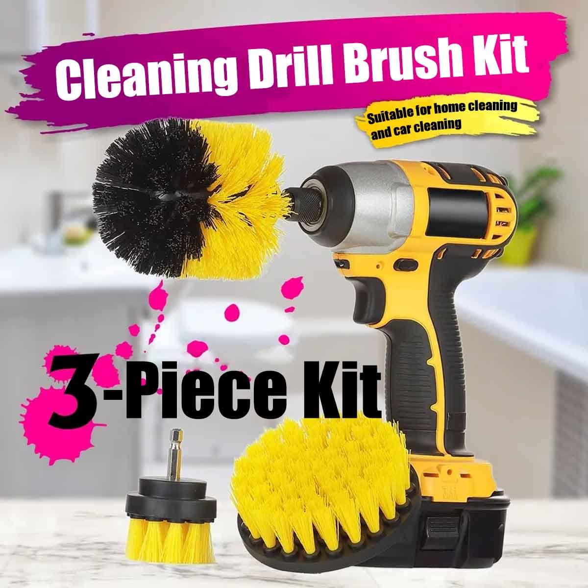 3 Piece Drill Brush Attachments Set, Power Scrubber, Cleaning Supplies ...