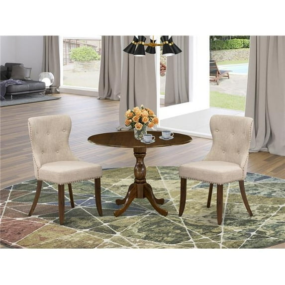 3 Piece Dublin Dining Table Set - Acacia Walnut - Walmart.com