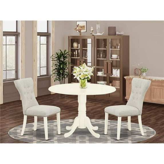 3 Piece Dublin Round Dinette Set - Doeskin & Linen White - Walmart.com
