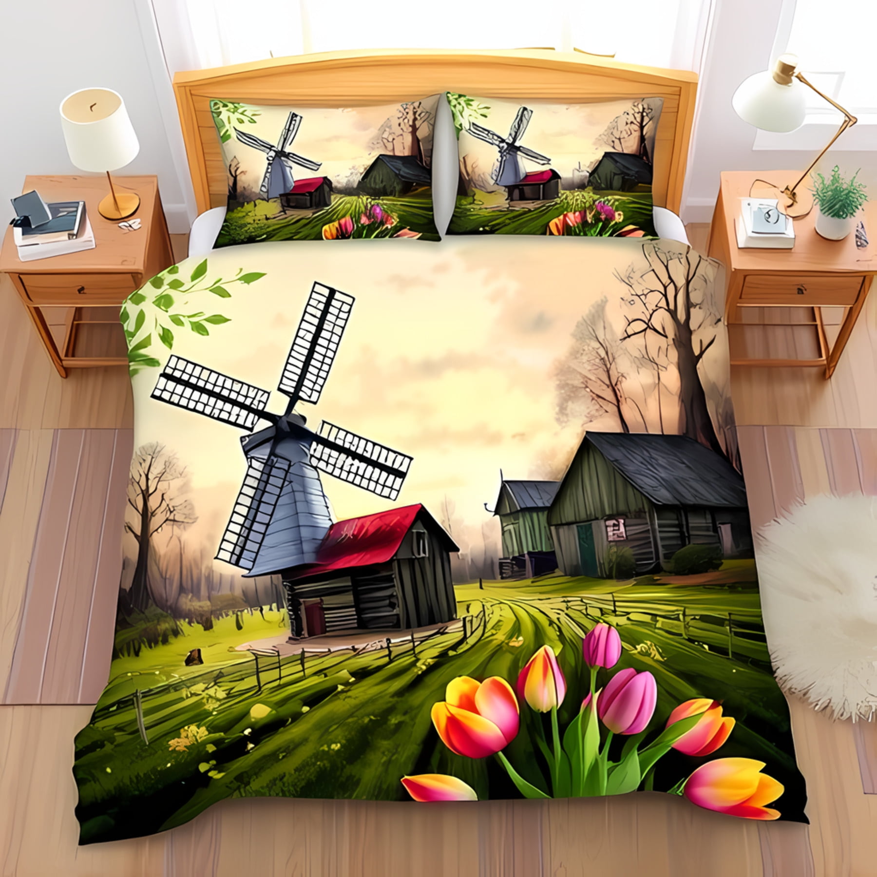3-Piece Dutch Countryside Duvet Cover Set - Charming Farmhouses ...