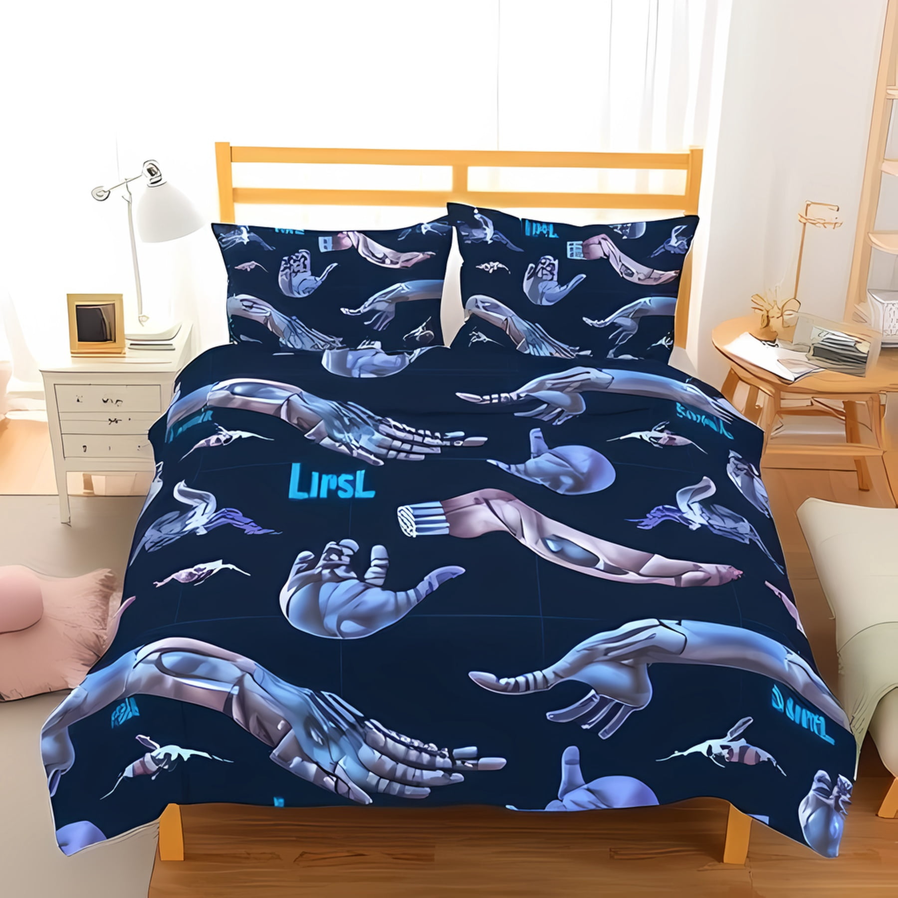 3-Piece Duvet Cover & Pillowcase Set - Futuristic Biomechanical Design ...