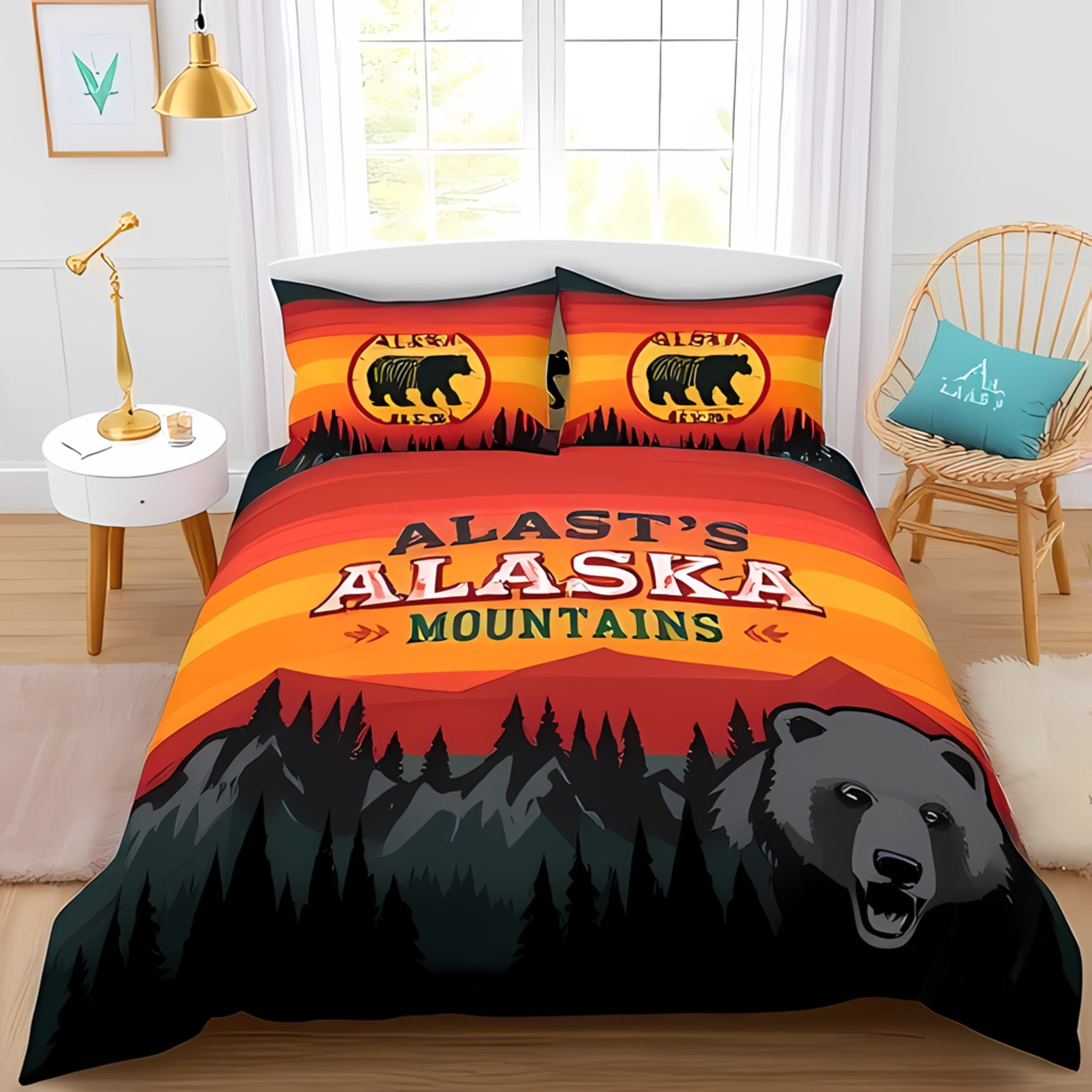 3-Piece Duvet Cover Set - Adventure Inspired "ALAST'S ALASKA MOUNTAINS ...