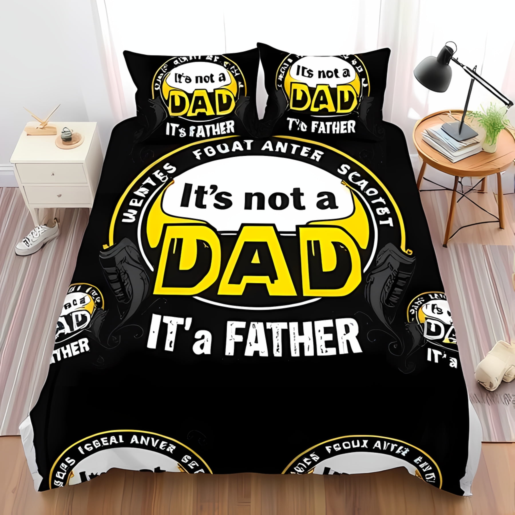 3-Piece Duvet Cover Set - Bold Black Bedding with " It's not a DAD It's ...
