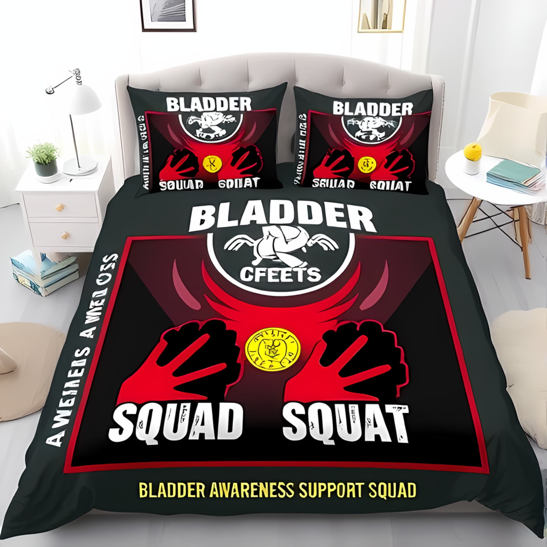 3-Piece Duvet Cover Set - Bold Bladder Awareness Design with Supportive ...