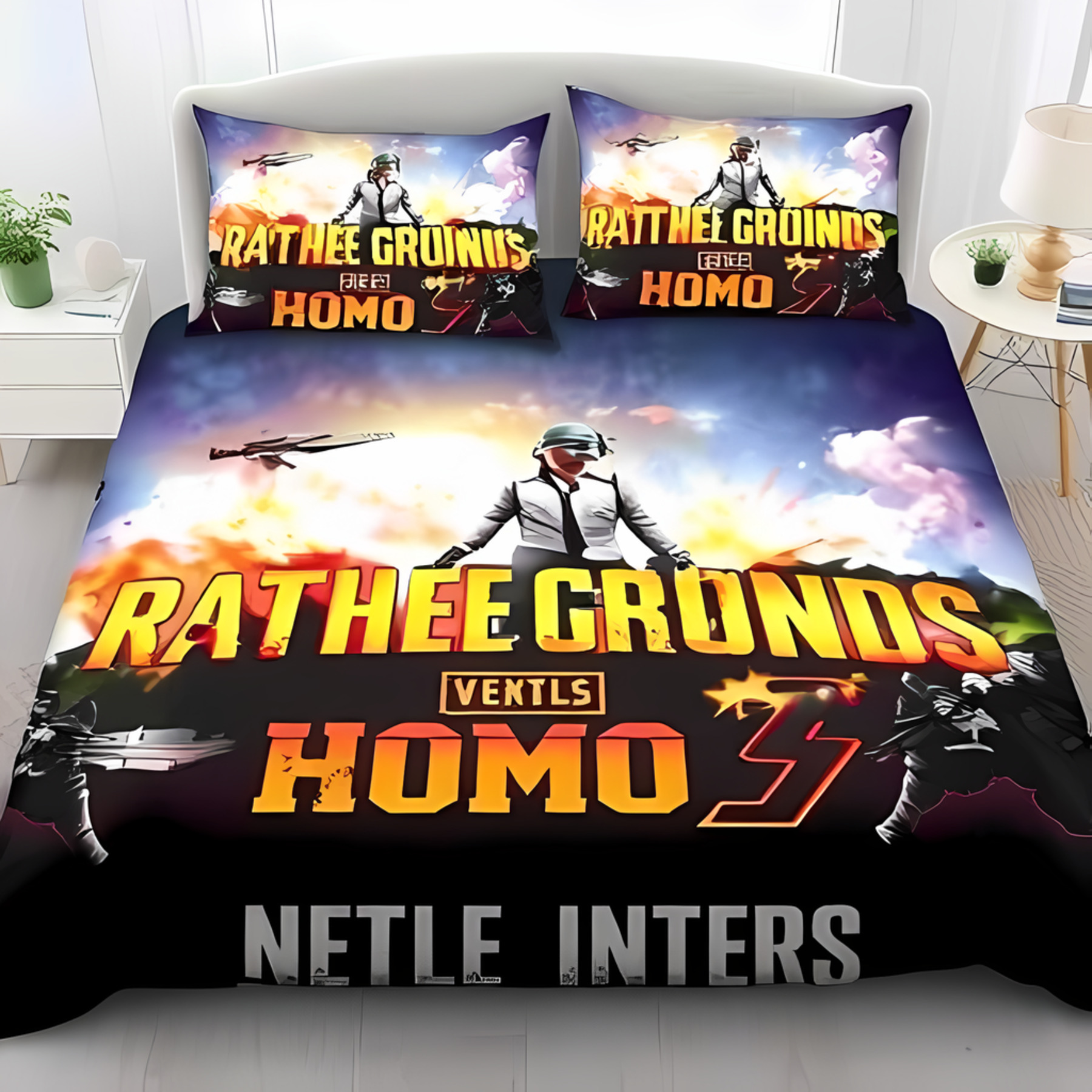 3-Piece Duvet Cover Set - Bold Gamer Bedding with Rathee Grounds Design ...