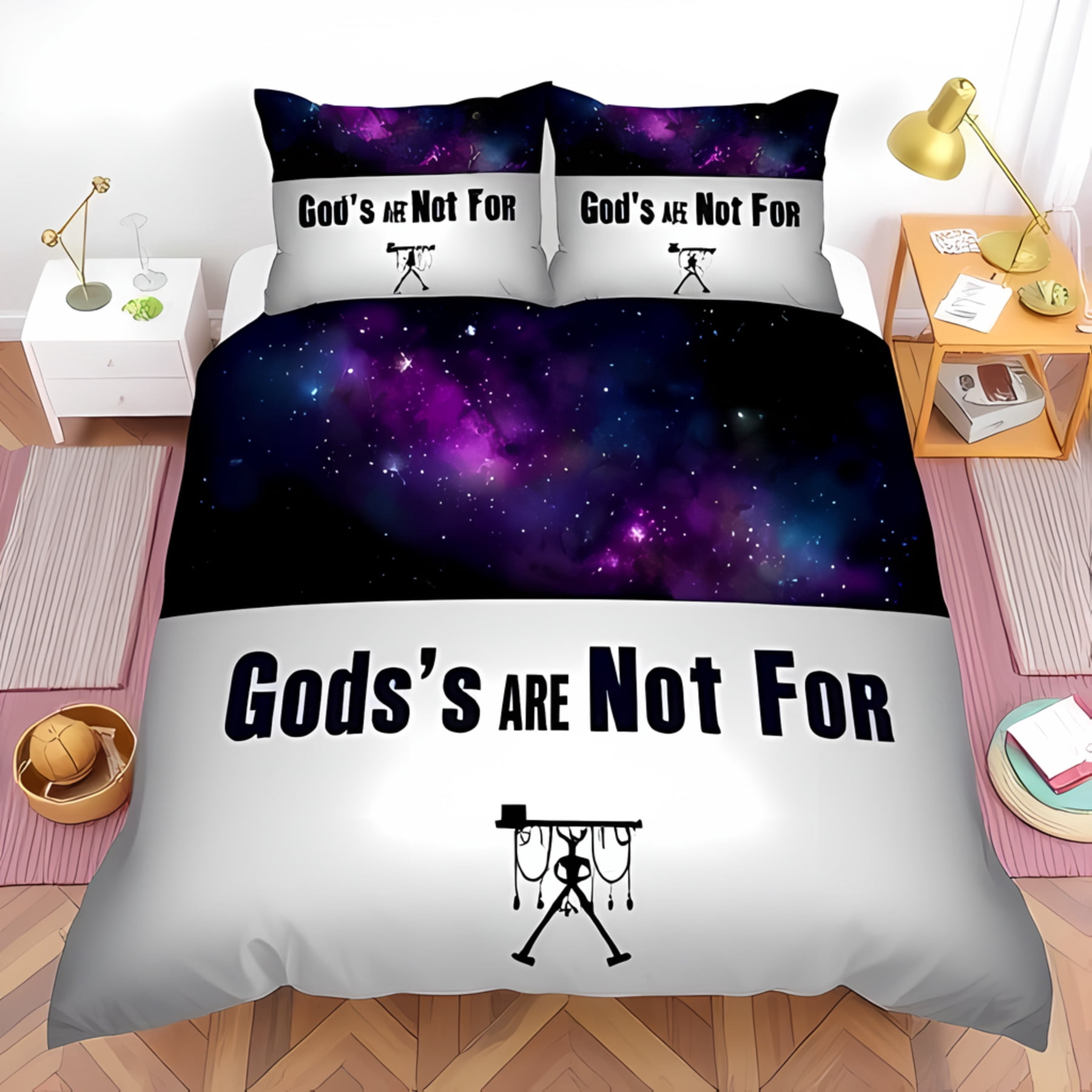 3-Piece Duvet Cover Set - Bold "God's are Not For" Design with Matching ...
