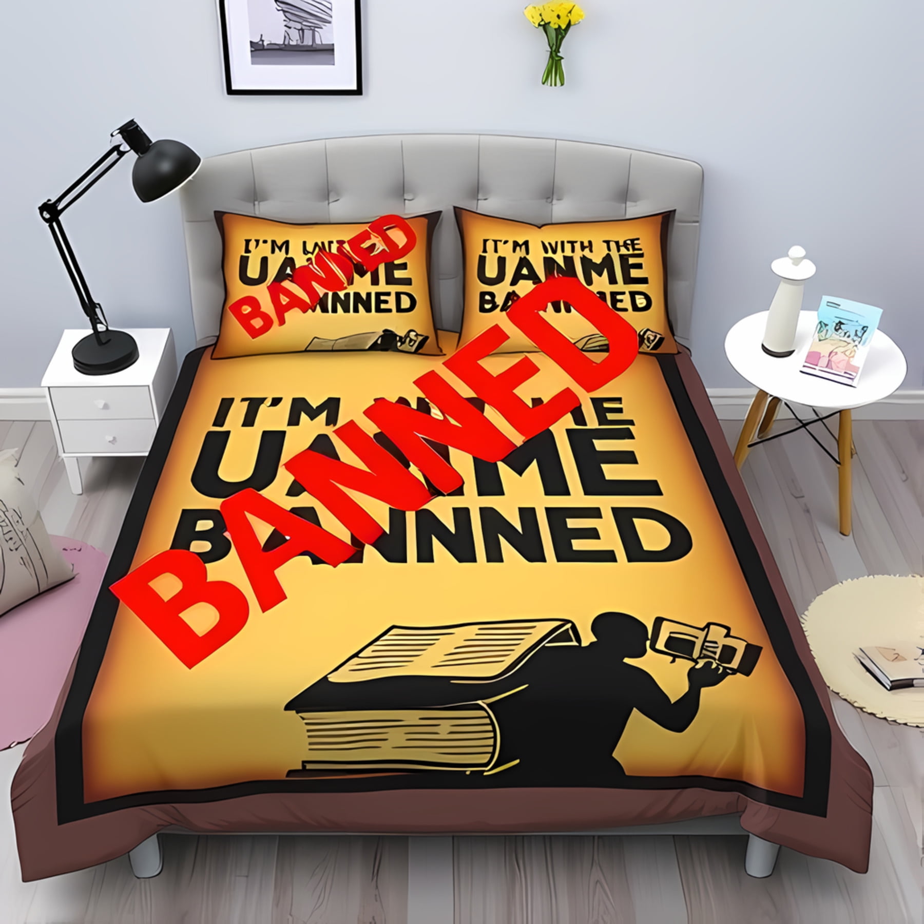 3-Piece Duvet Cover Set - Bold Graphic " I'M WITH THE UNAME BANNED ...