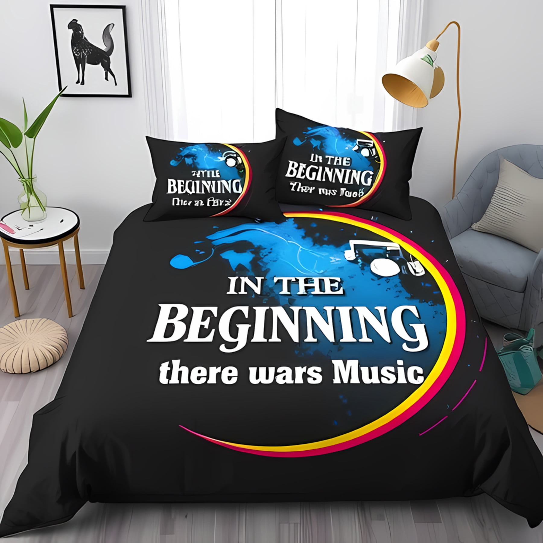 3-Piece Duvet Cover Set with Bold 'IN THE BEGINNING there wars Music ...