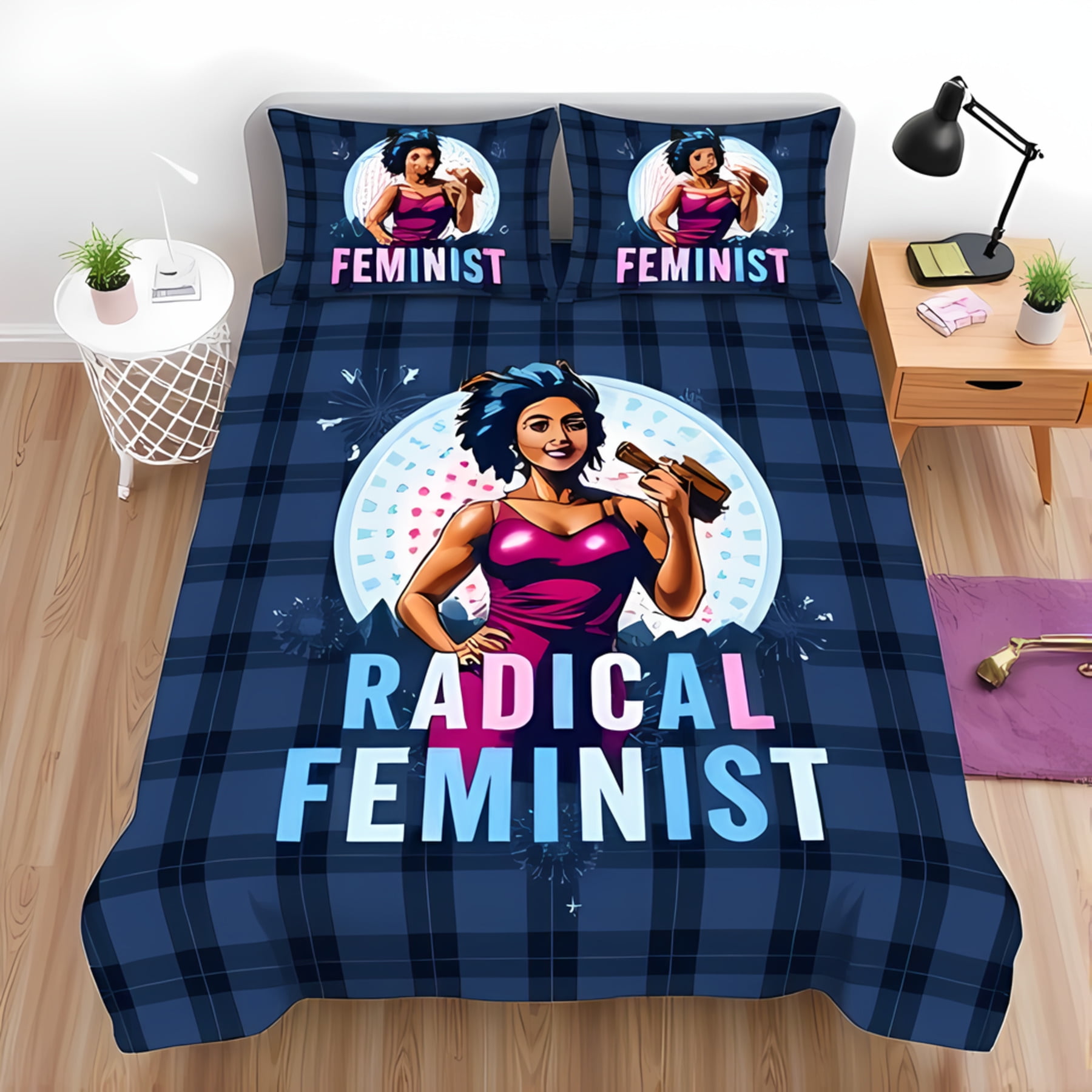 3-Piece Duvet Cover Set - Bold Radical Feminist Design with Confident ...