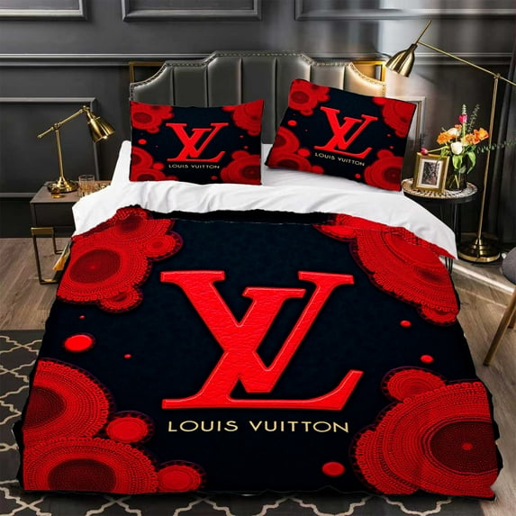 3-Piece Duvet Cover Set - Bold Red & Black Design Modern Bedding Stylish Comforter for Chic ...