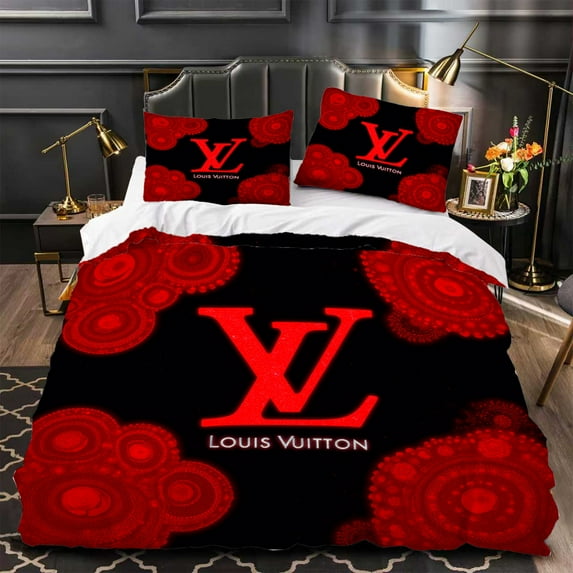 3-Piece Duvet Cover Set - Bold Red & Black Design Modern Bedding with ...