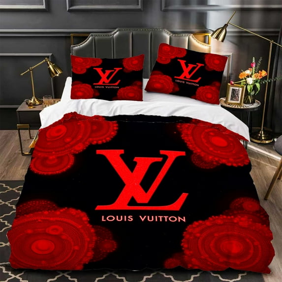 3-Piece Duvet Cover Set - Bold Red & Black Design Modern Elegant ...