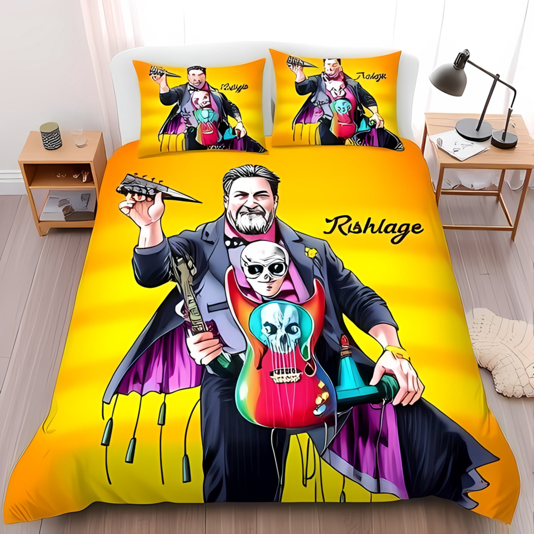 3-Piece Duvet Cover Set with Bold Rock Inspired Design Featuring ...