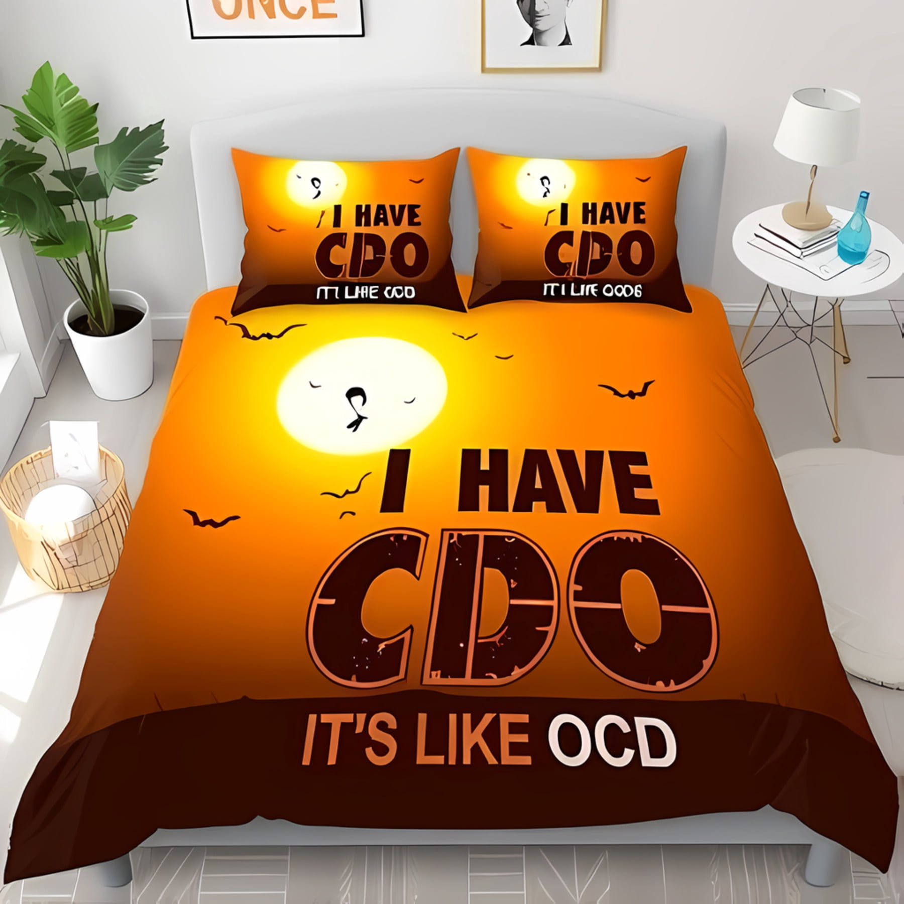 3-Piece Duvet Cover Set with Bold Typography " I HAVE CDO IT'S LIKE OCD ...