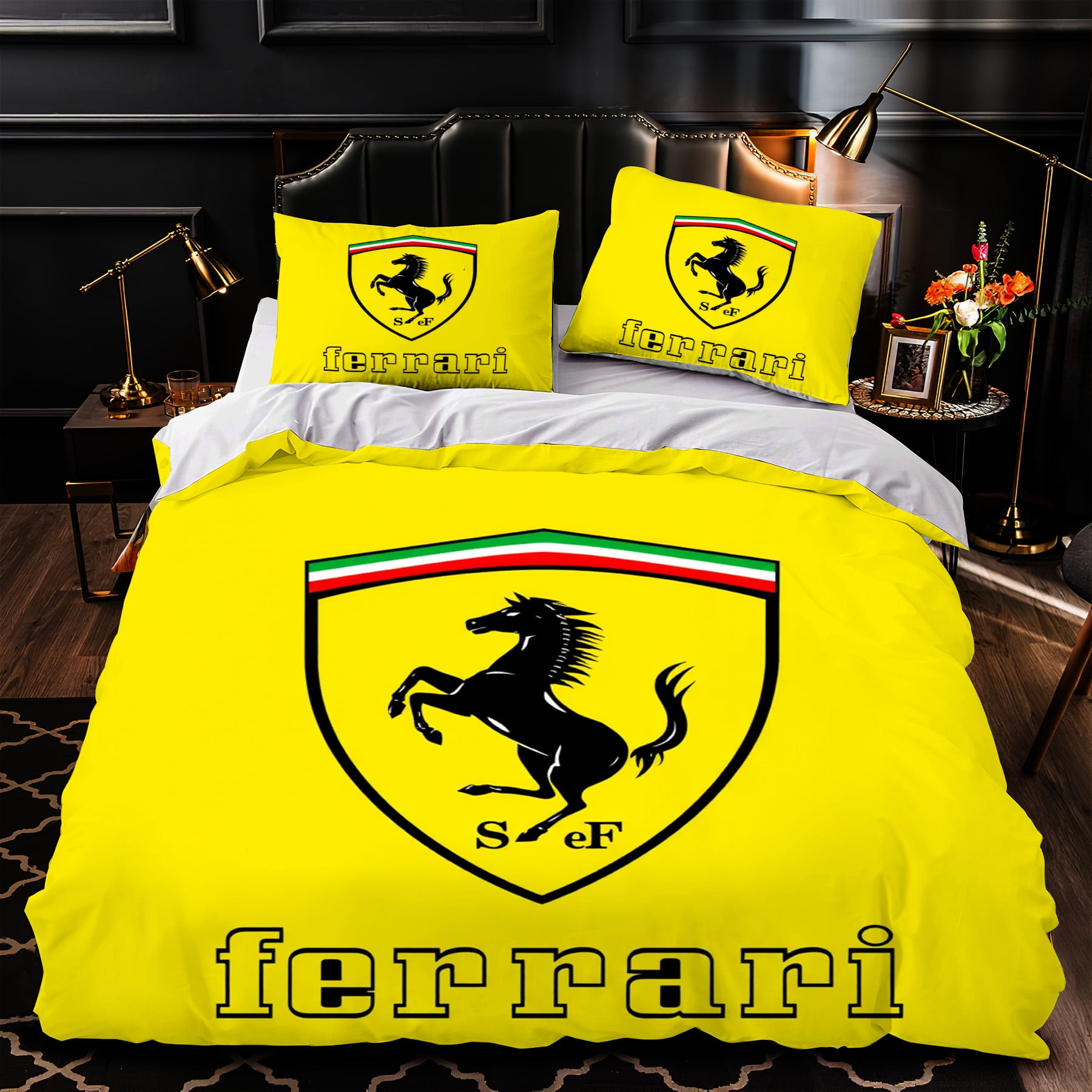 3-Piece Duvet Cover Set - Bright Yellow Bedding with Iconic Design ...