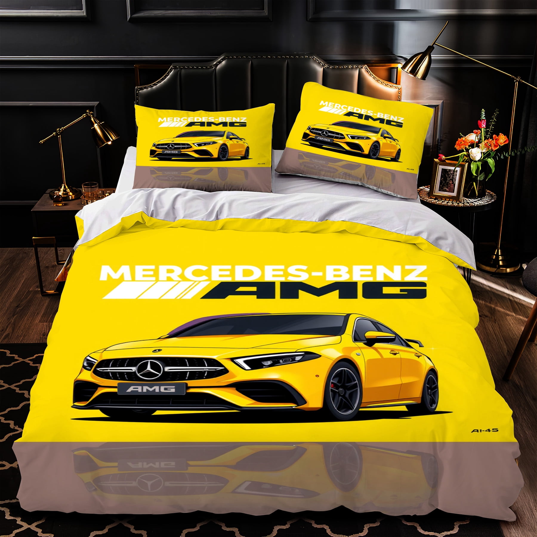 3-Piece Duvet Cover Set - Car-Themed Bedding with Detailed Design ...