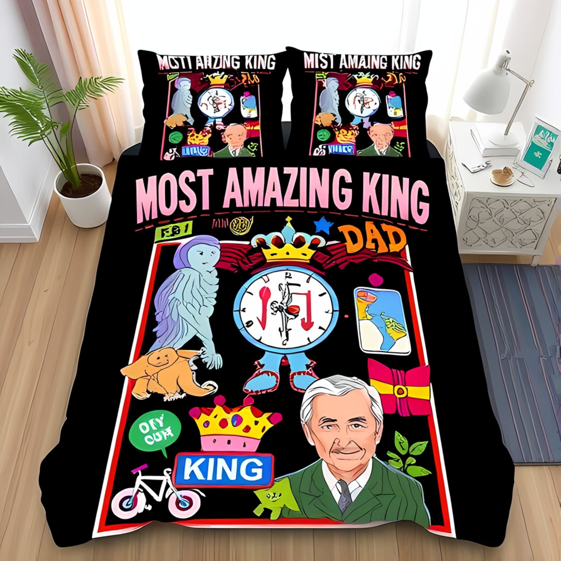 3-Piece Duvet Cover Set - Colorful Design Featuring 'Most Amazing King ...