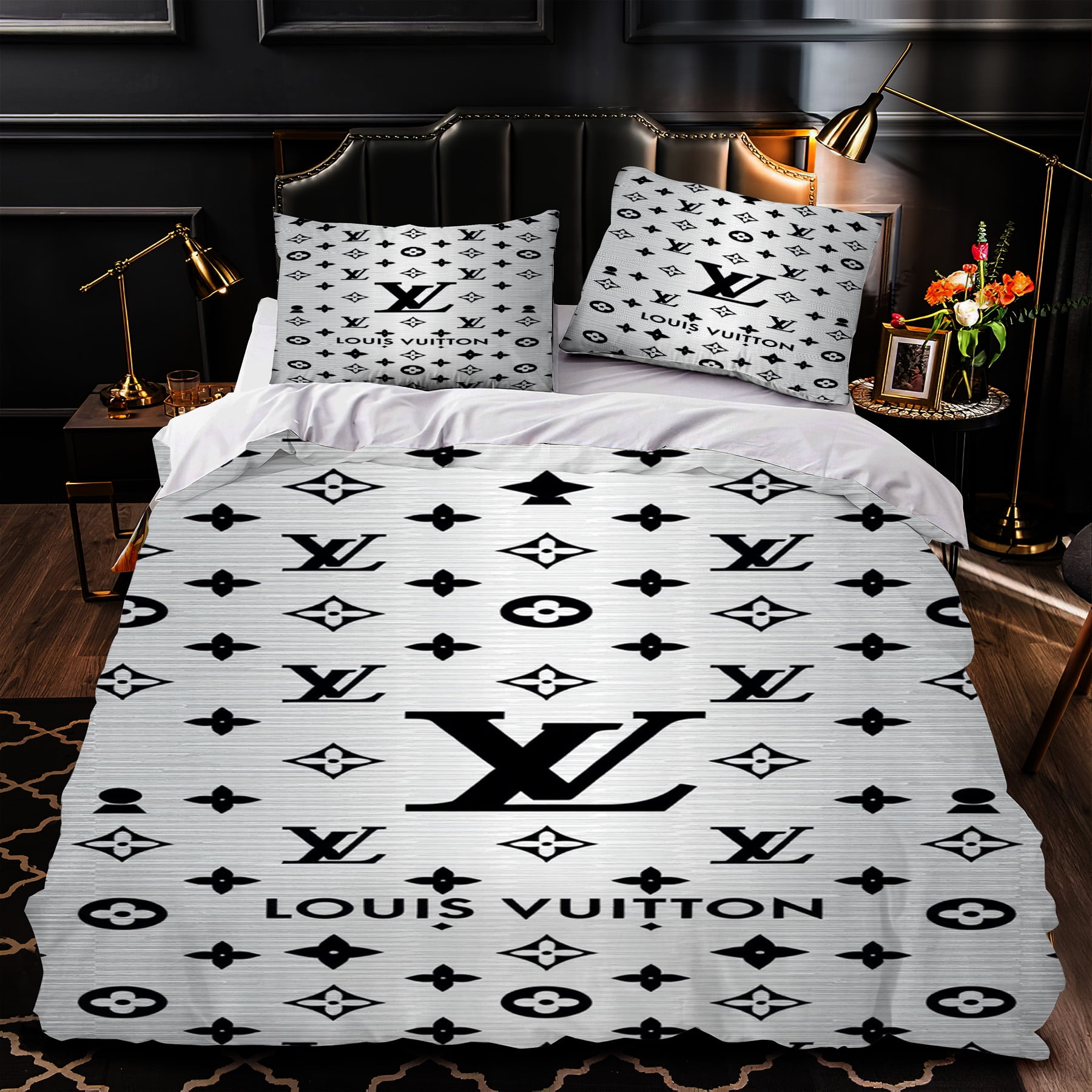 3-Piece Duvet Cover Set - Elegant Black & White Design & Bold Text ...