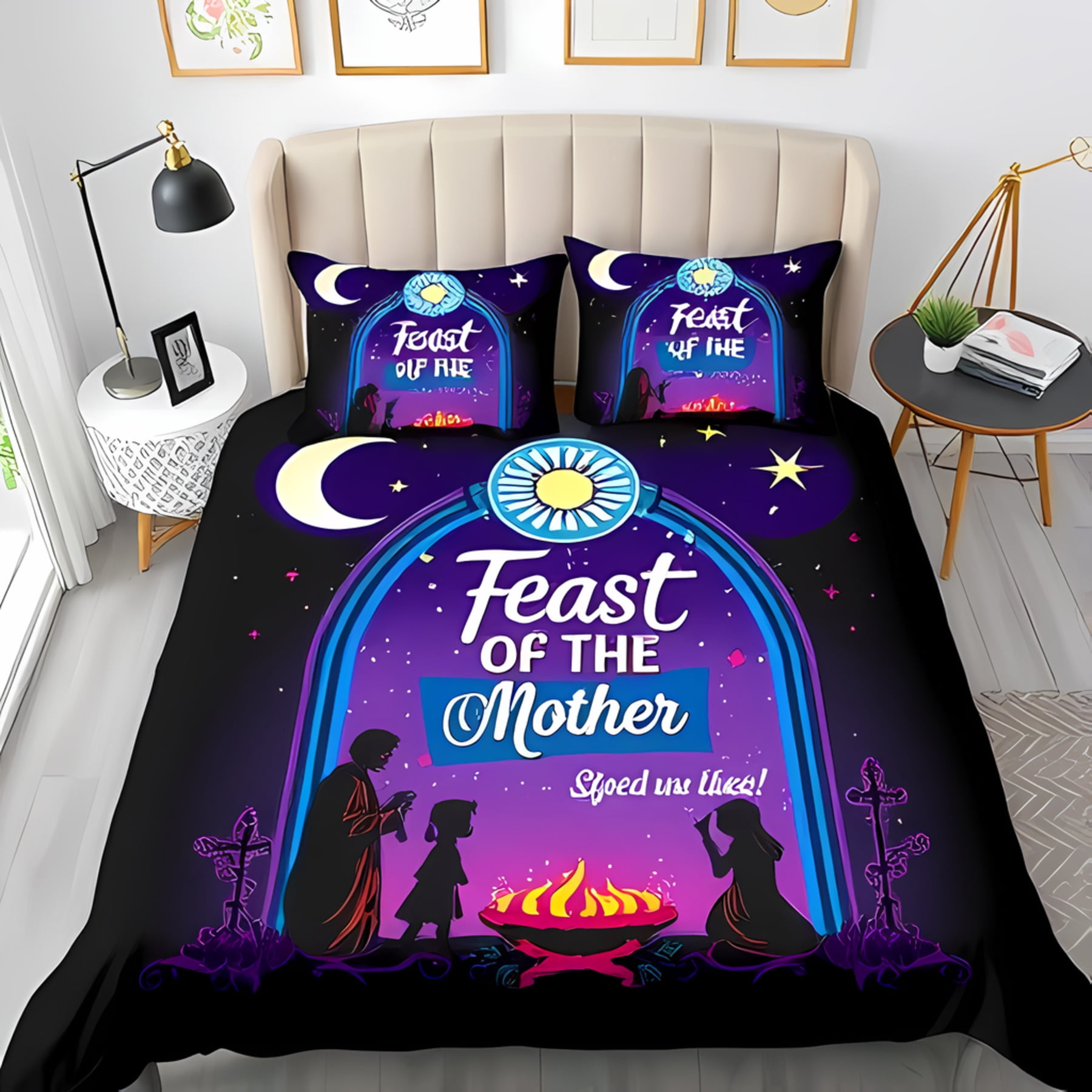 3-Piece Duvet Cover Set - " Feast of the Mother " Colorful Design with ...