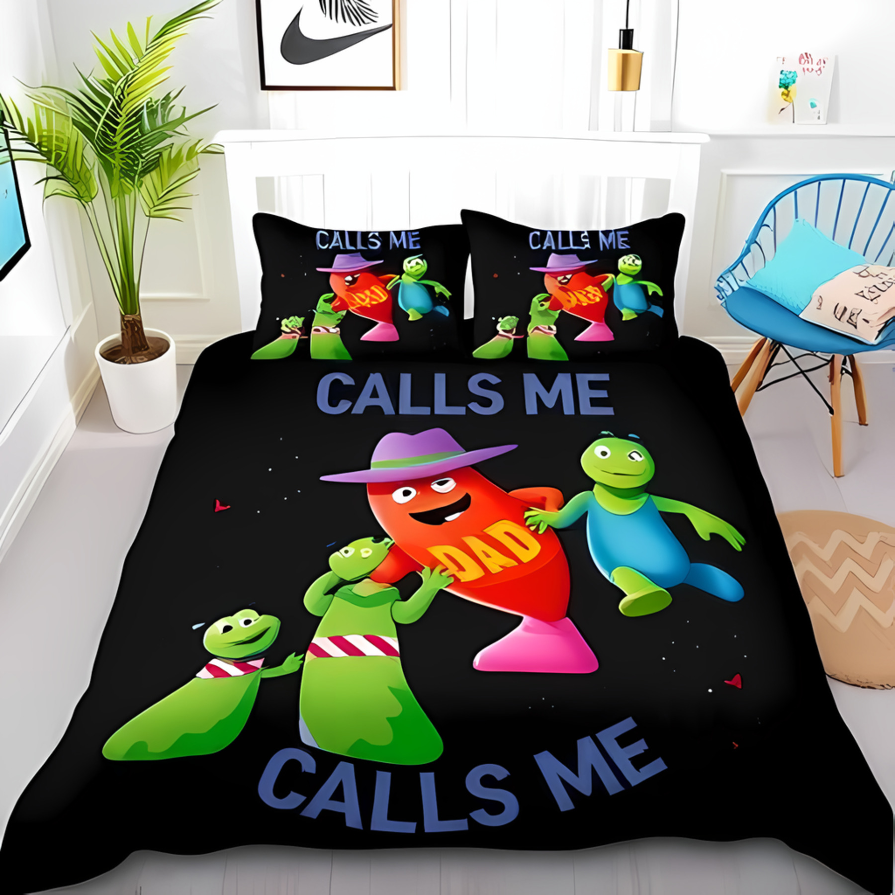 3-Piece Duvet Cover Set Featuring Cartoon Character Design with Purple ...