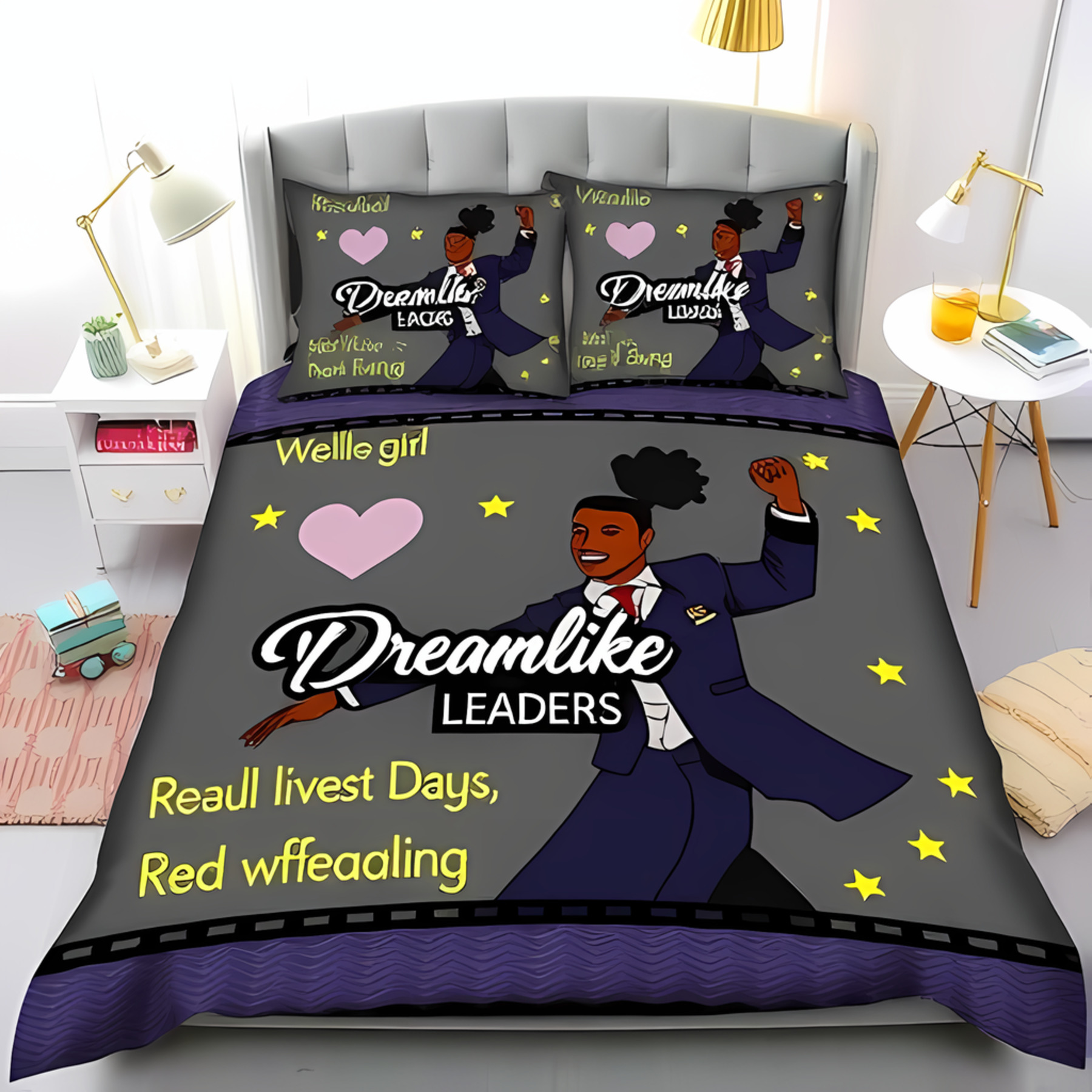3-Piece Duvet Cover Set Featuring Cartoon Character in Blue Suit with ...