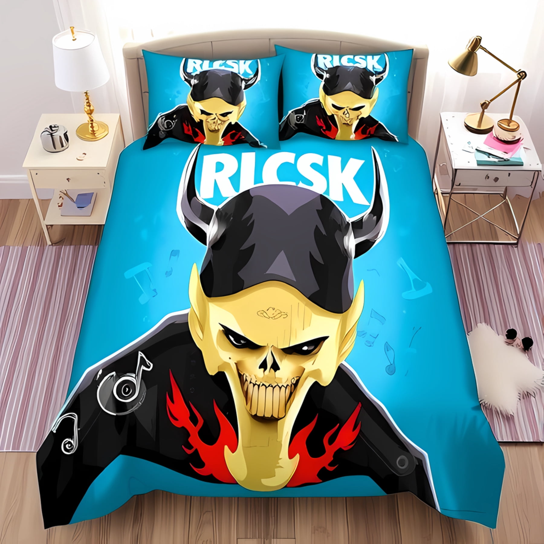 3-Piece Duvet Cover Set Featuring Cartoon Character with Menacing ...