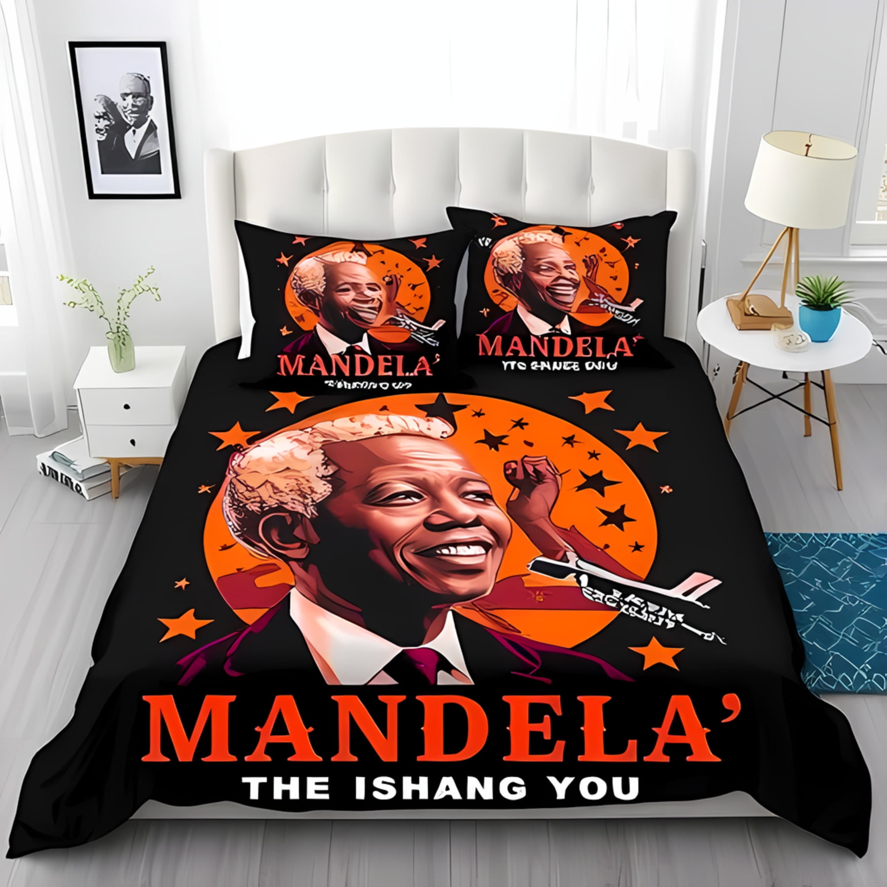 3-Piece Duvet Cover Set Featuring Mandela Inspired Design with Bold ...