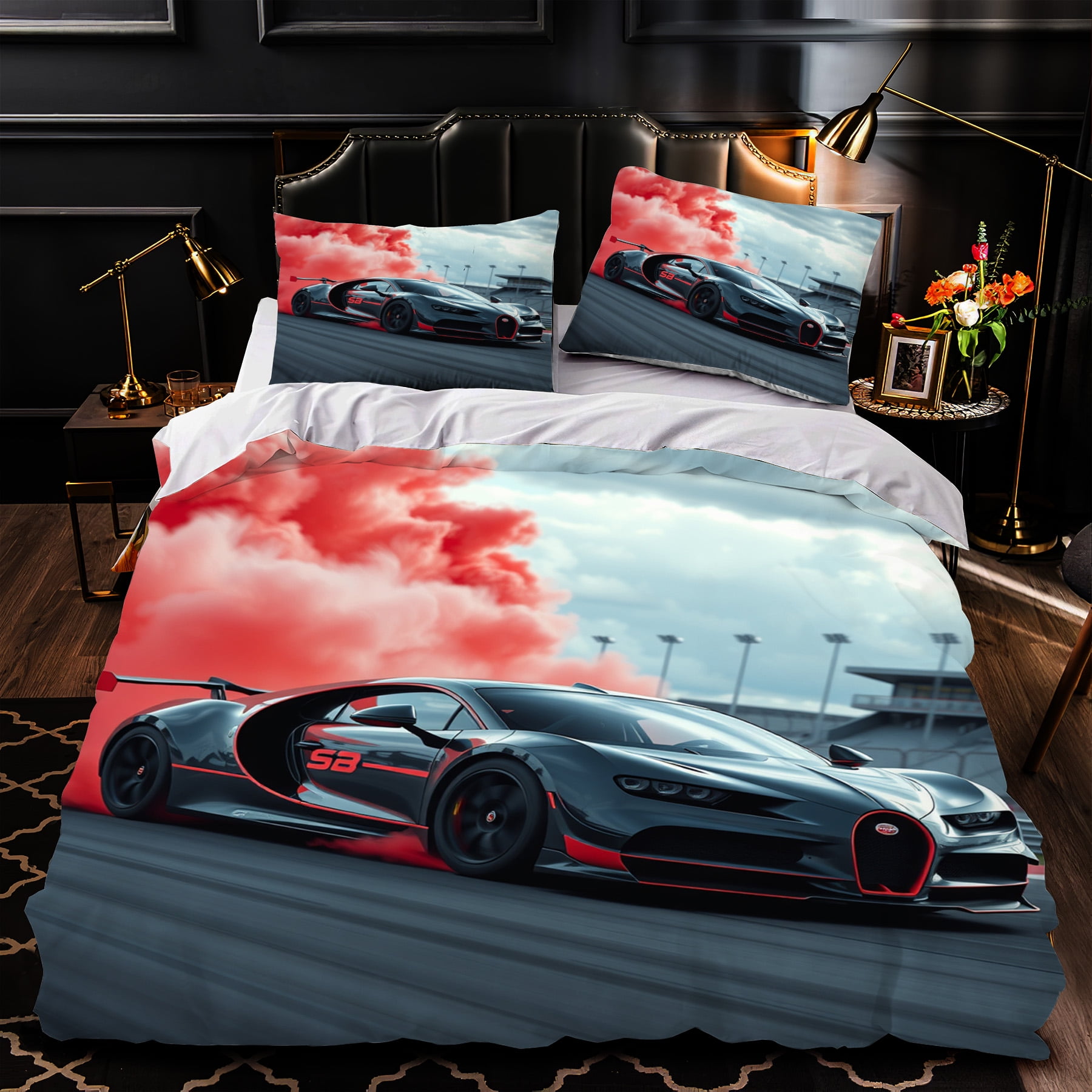 3-Piece Duvet Cover Set Featuring Racing Car Design with Number ' 92 ...