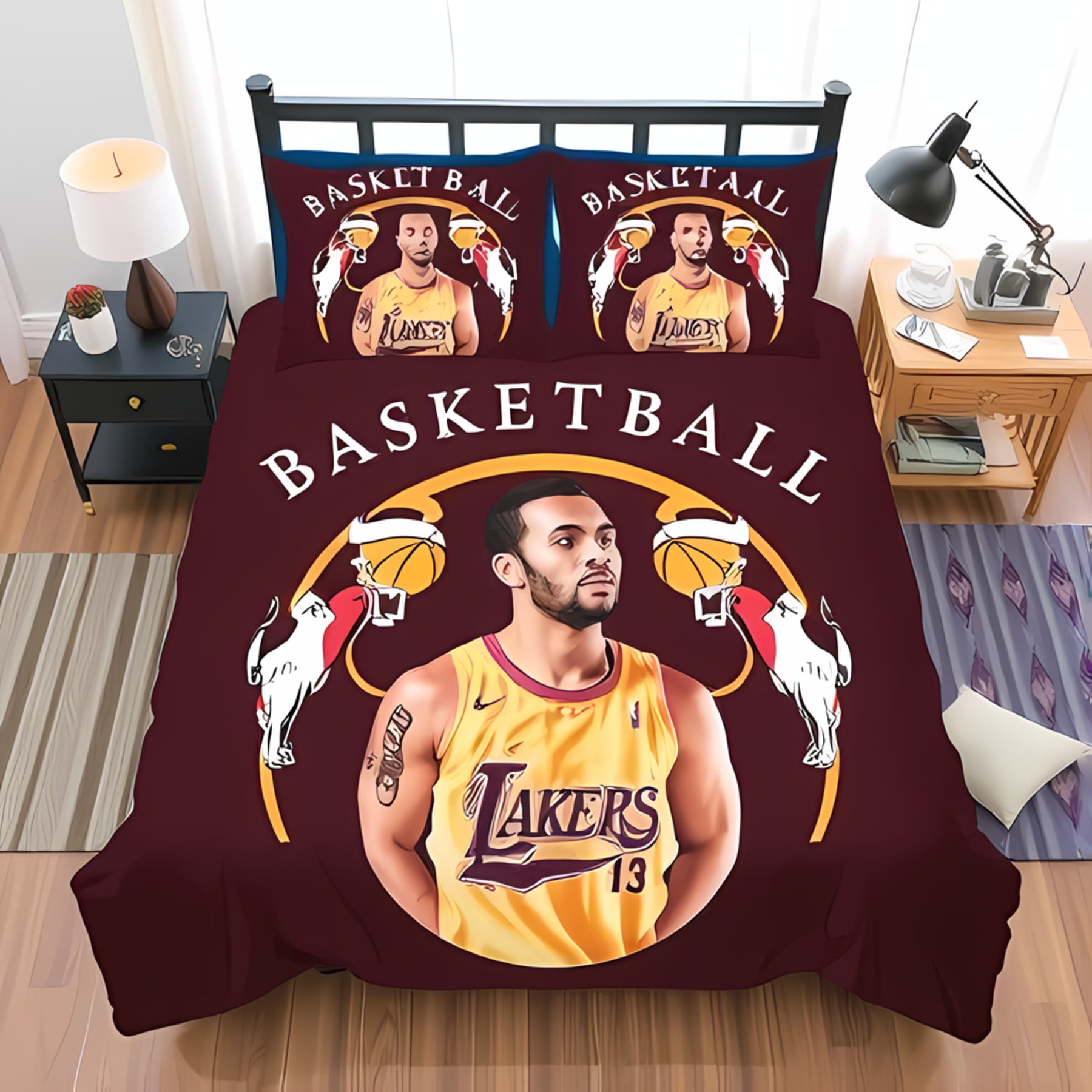 3-Piece Duvet Cover Set Featuring Vibrant Basketball Player in Jersey ...