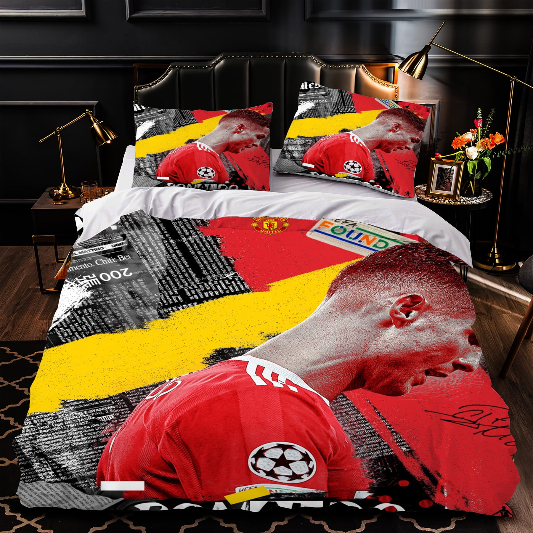 3-Piece Duvet Cover Set Featuring Vibrant Football Player Design with ...