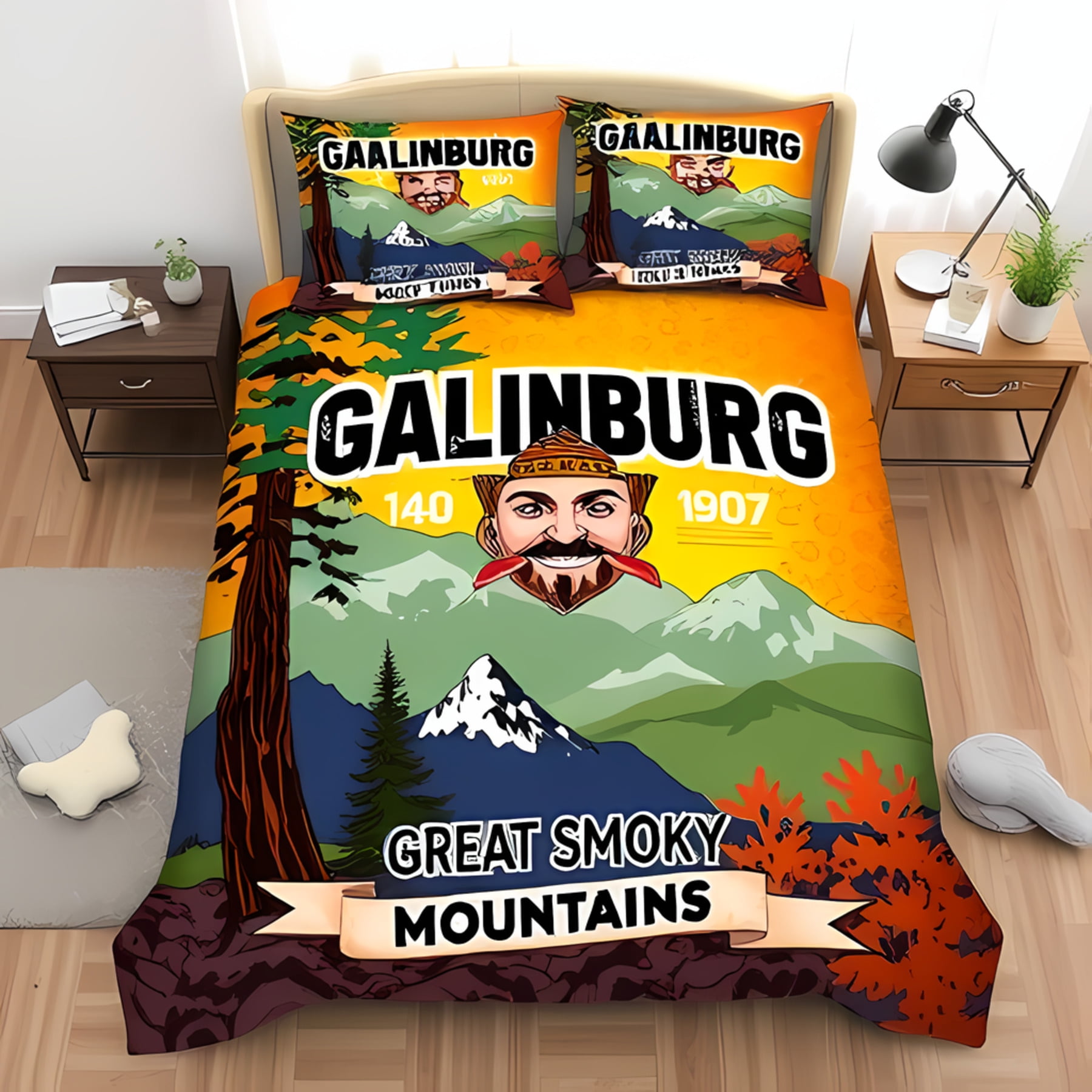 3-Piece Duvet Cover Set Featuring Vibrant Great Smoky Mountains ...