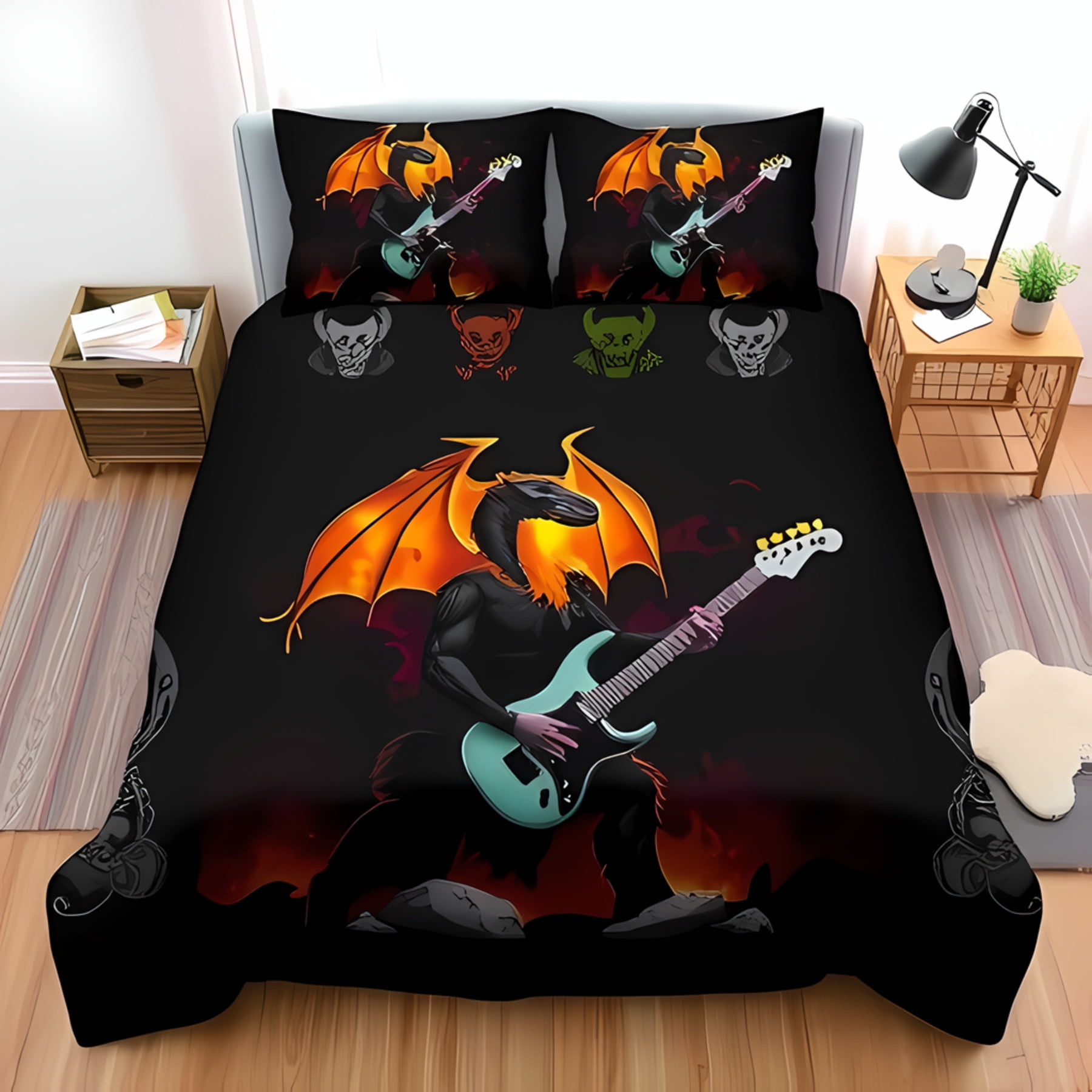 3-Piece Duvet Cover Set Featuring a Rocking Half-Man Half-Beast ...