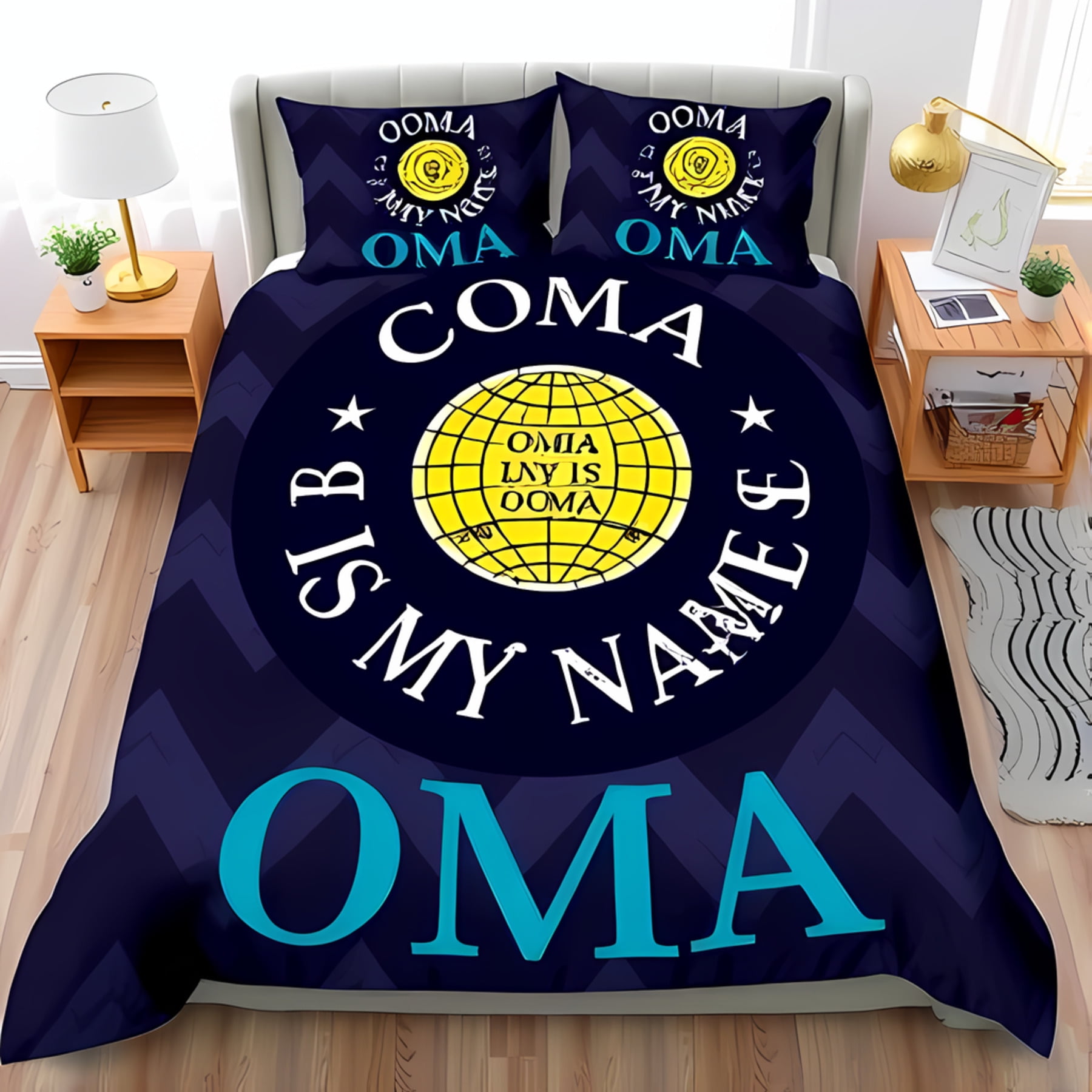 3-Piece Duvet Cover Set - Fun Family Design with " COMA IS MY NAME ...