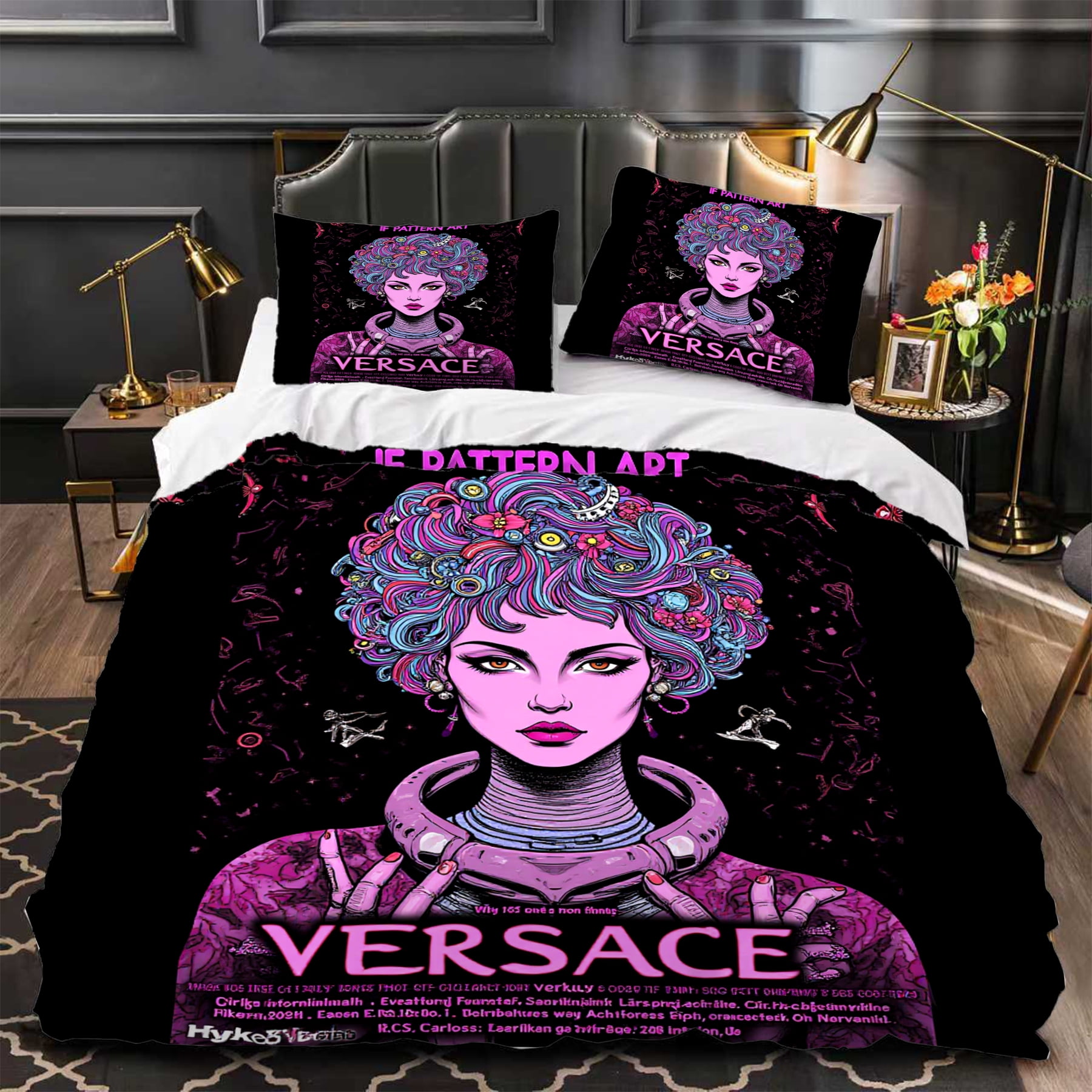 3-Piece Duvet Cover Set - Futuristic Robotic Woman Design with Colorful ...