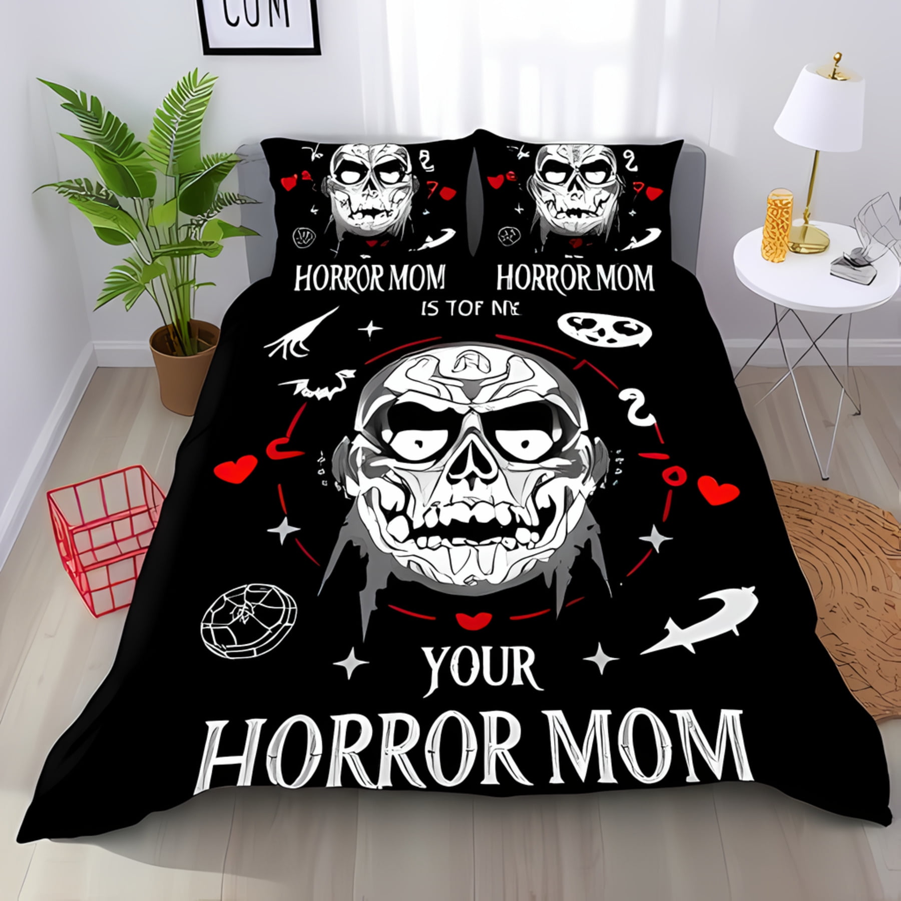 3-Piece Duvet Cover Set - Gothic Horror Design with Intricate Patterns ...