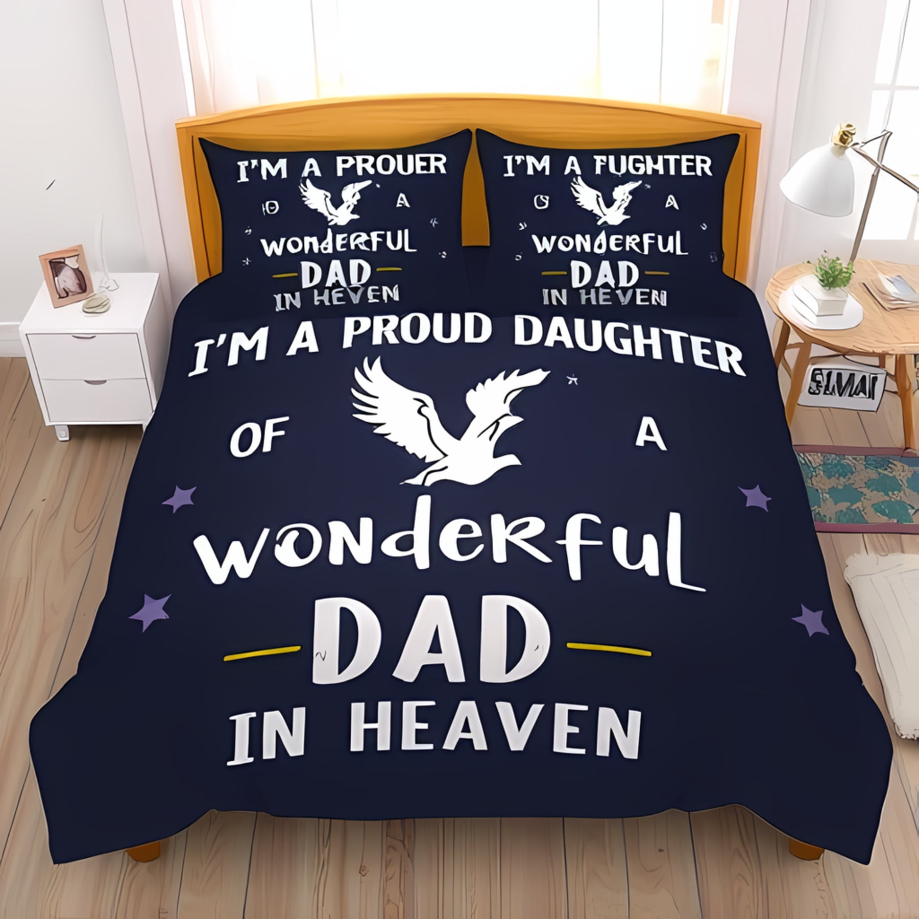 3-Piece Duvet Cover Set - Heartfelt Remembrance Design for Daughters ...
