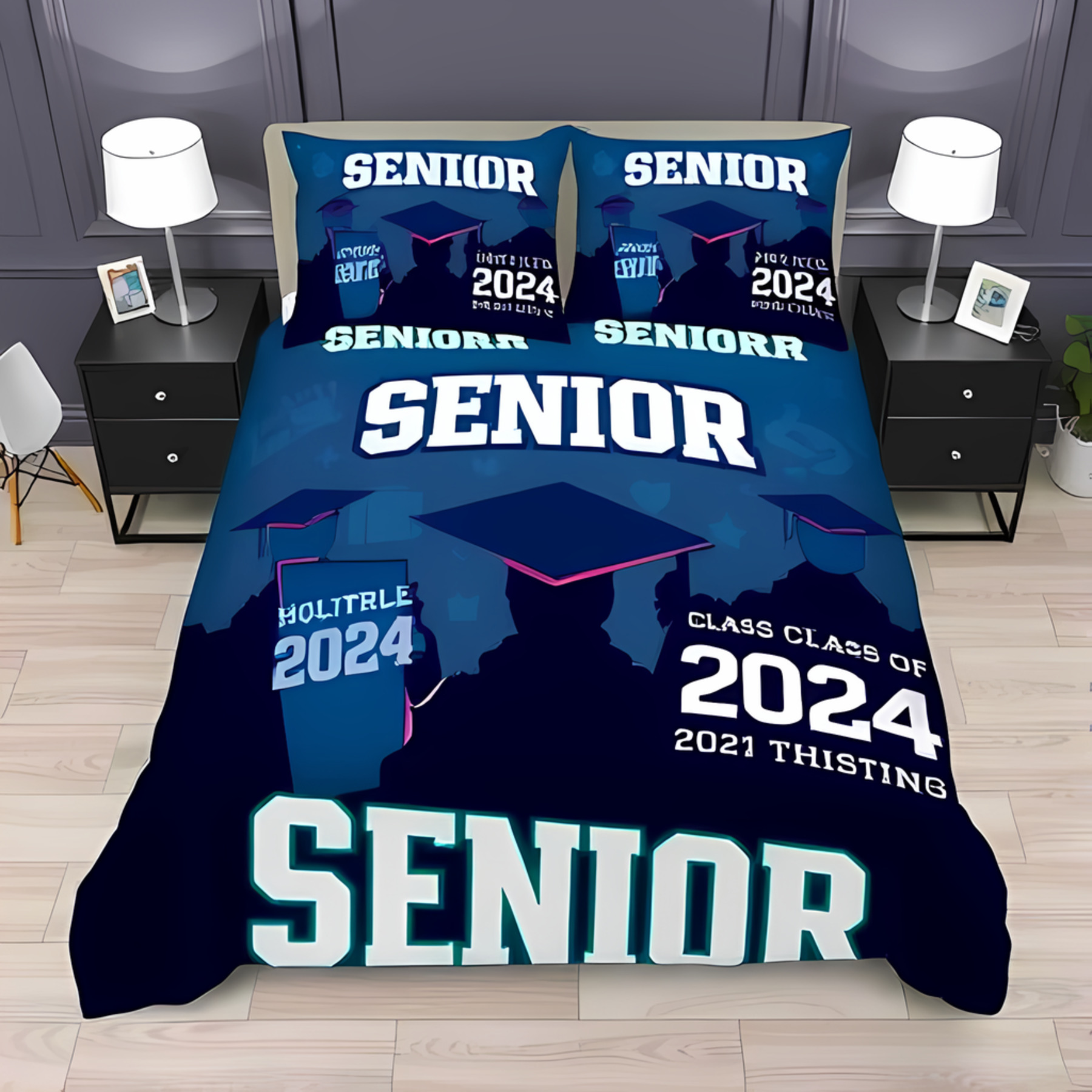 3-Piece Duvet Cover Set for High School Seniors - Bold 'SENIOR' Design ...
