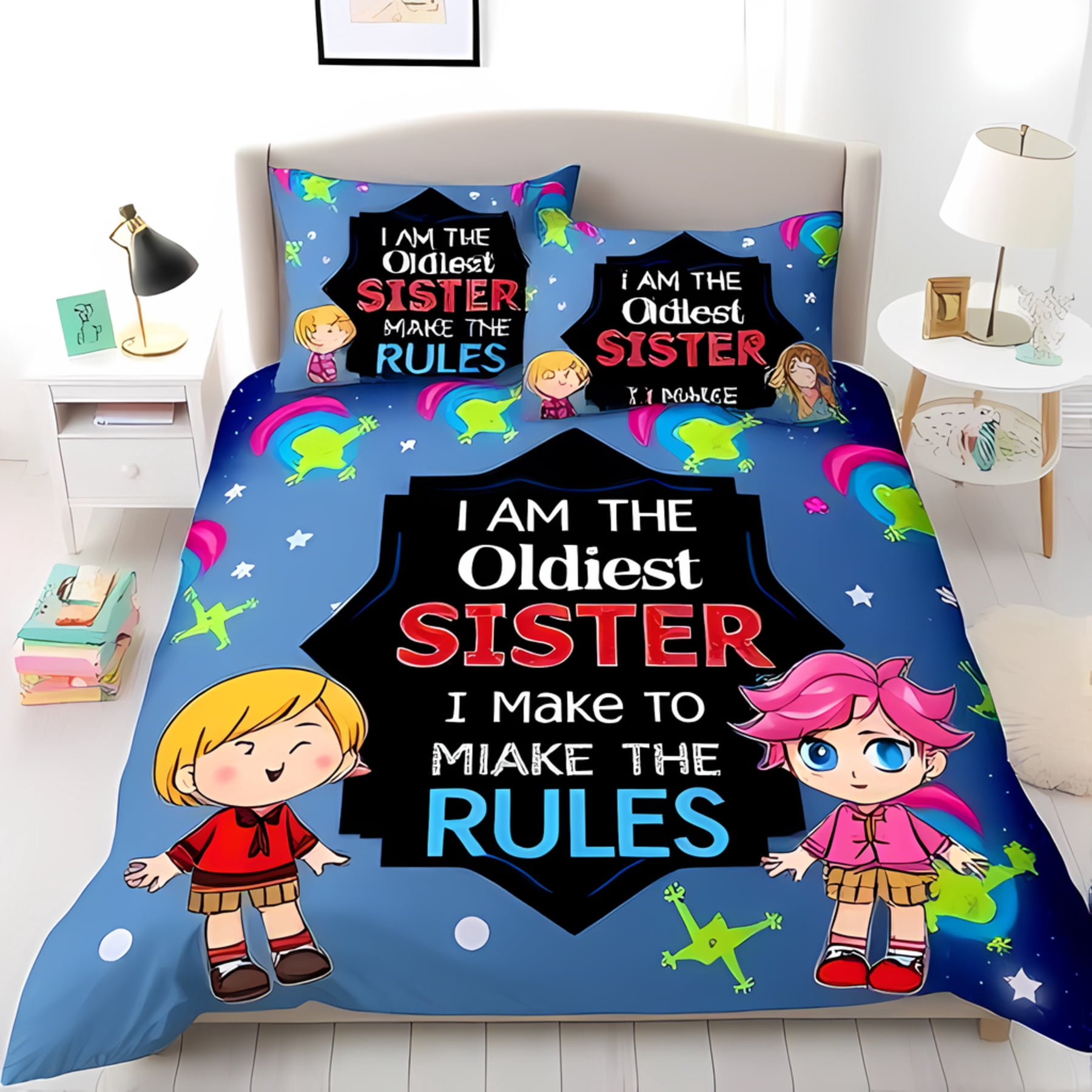 3-Piece Duvet Cover Set "I AM THE OLDEST SISTER - I MAKE THE RULES ...